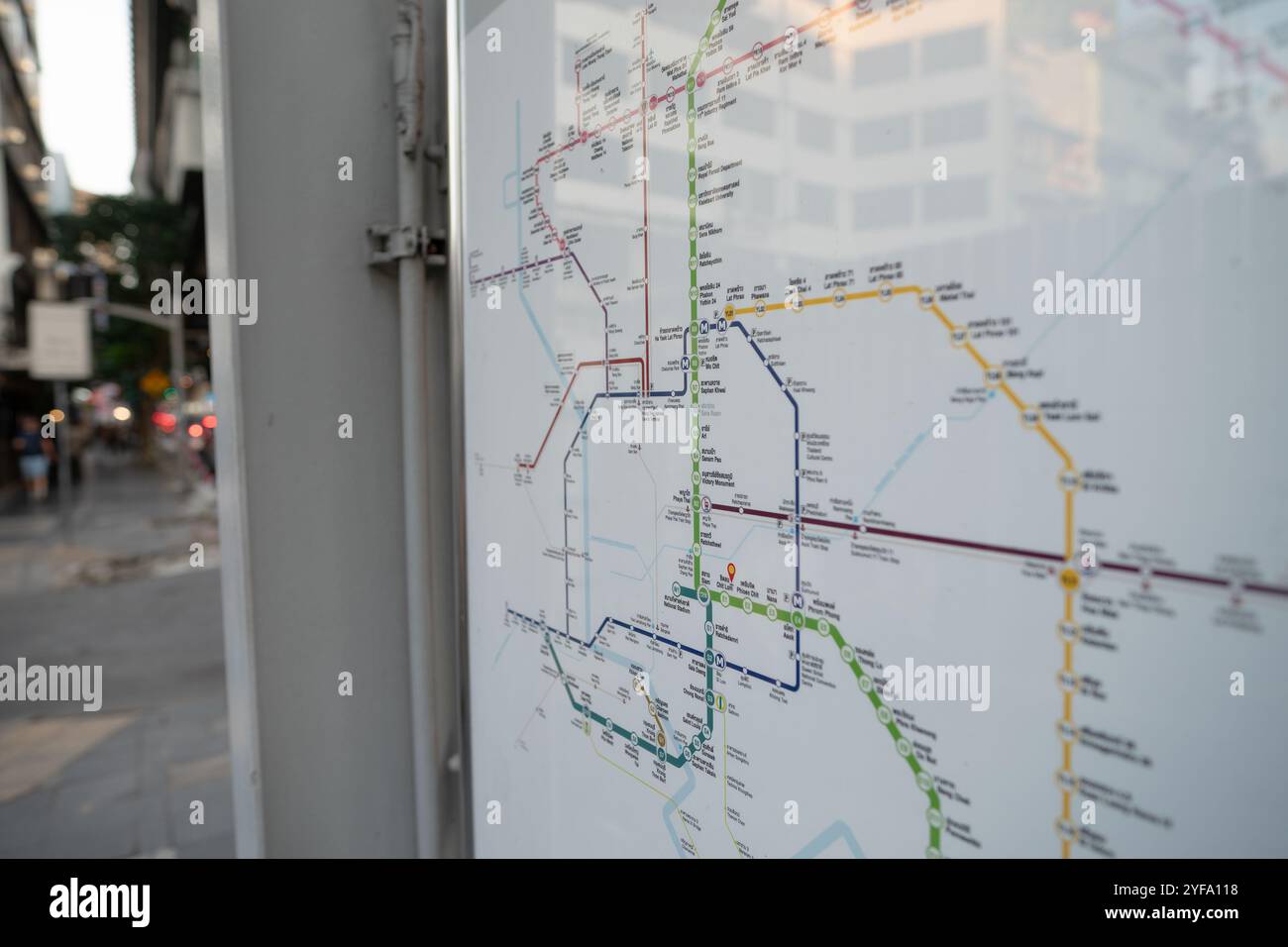 BANGKOK, THAILAND - OCTOBER 27, 2023: close up shot of BTS SkyTrain ...