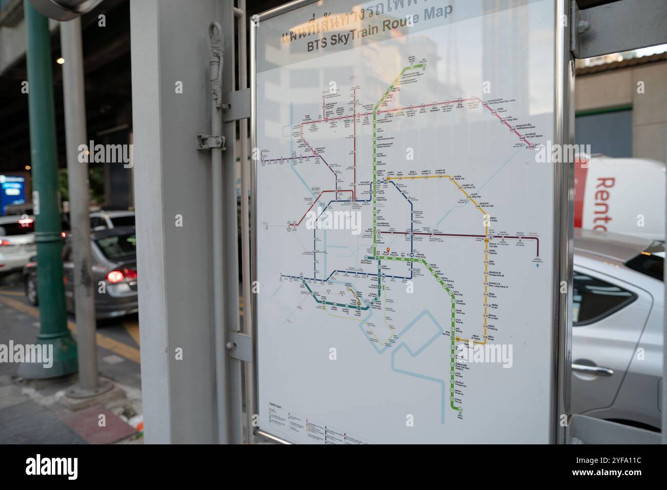 BANGKOK, THAILAND - OCTOBER 27, 2023: BTS SkyTrain Route Map as seen at ...