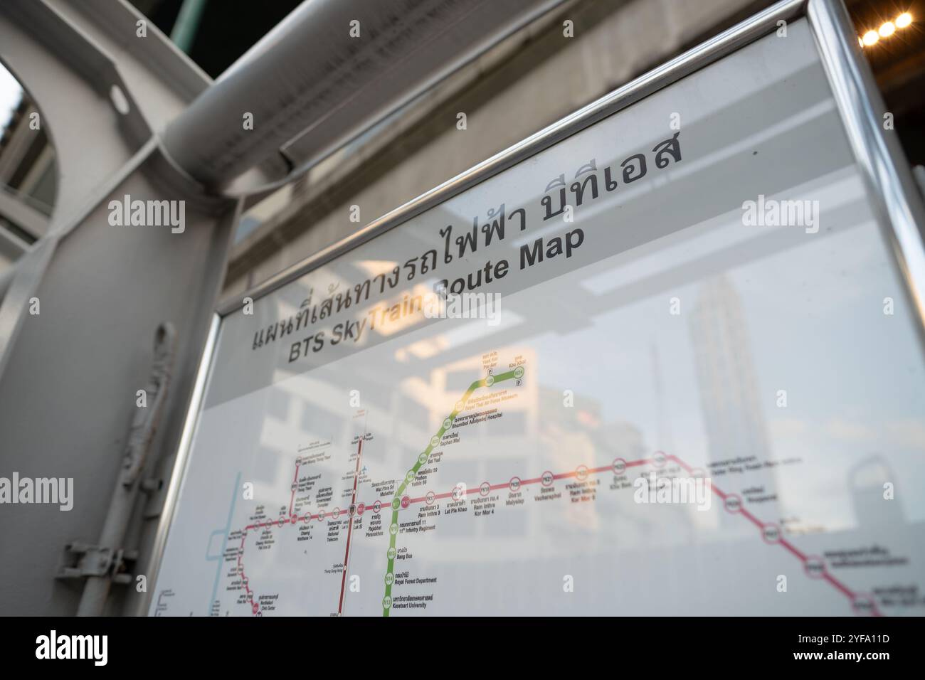 BANGKOK, THAILAND - OCTOBER 27, 2023: close up shot of BTS SkyTrain ...