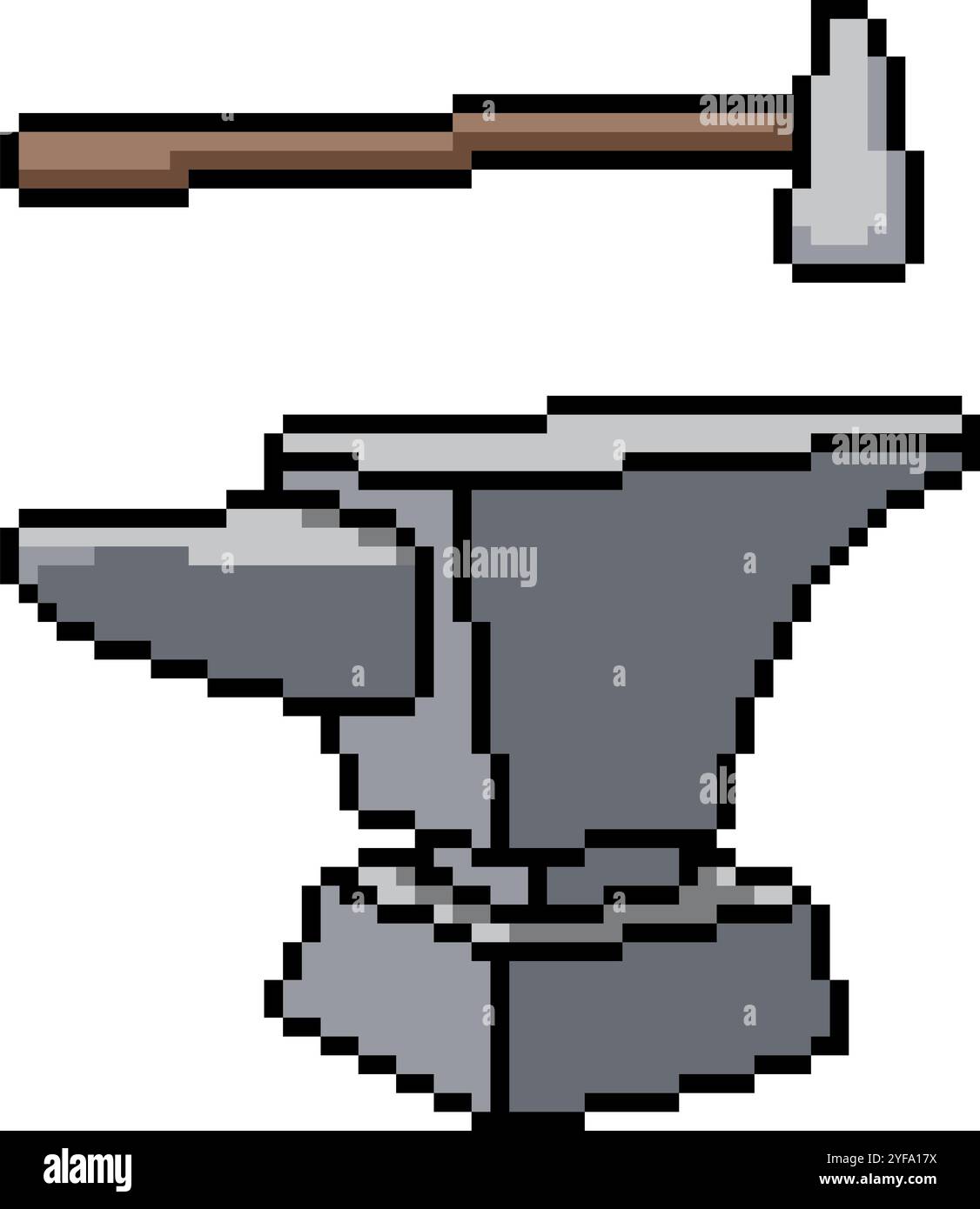 pixel art of iron anvil hammer isolated background Stock Vector Image & Art - Alamy