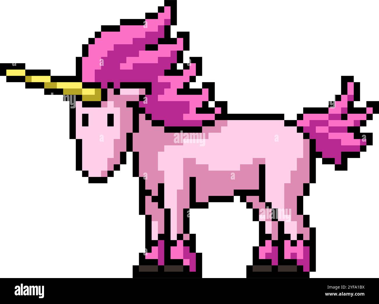 pixel art of fancy pink unicorn isolated background Stock Vector Image ...