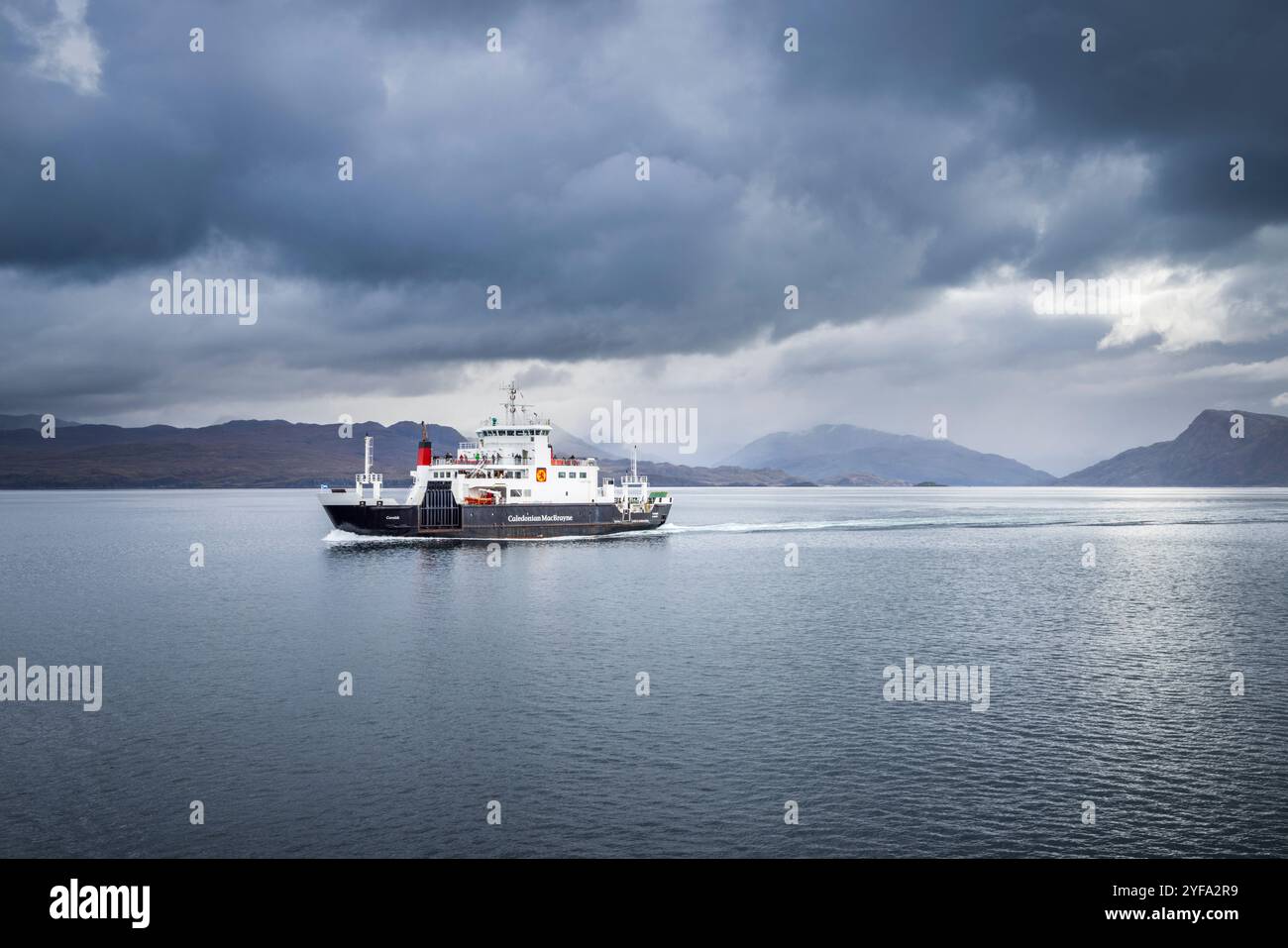 The CalMac ferry heading to the Isle of Skye across the Sound of Sleat ...