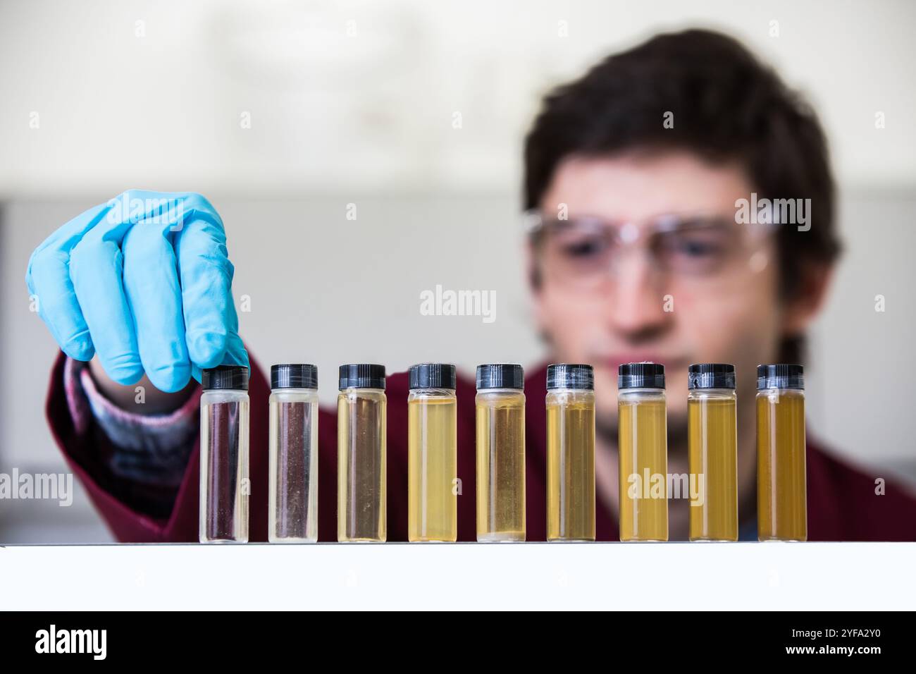 Lab worker with samples Stock Photo - Alamy