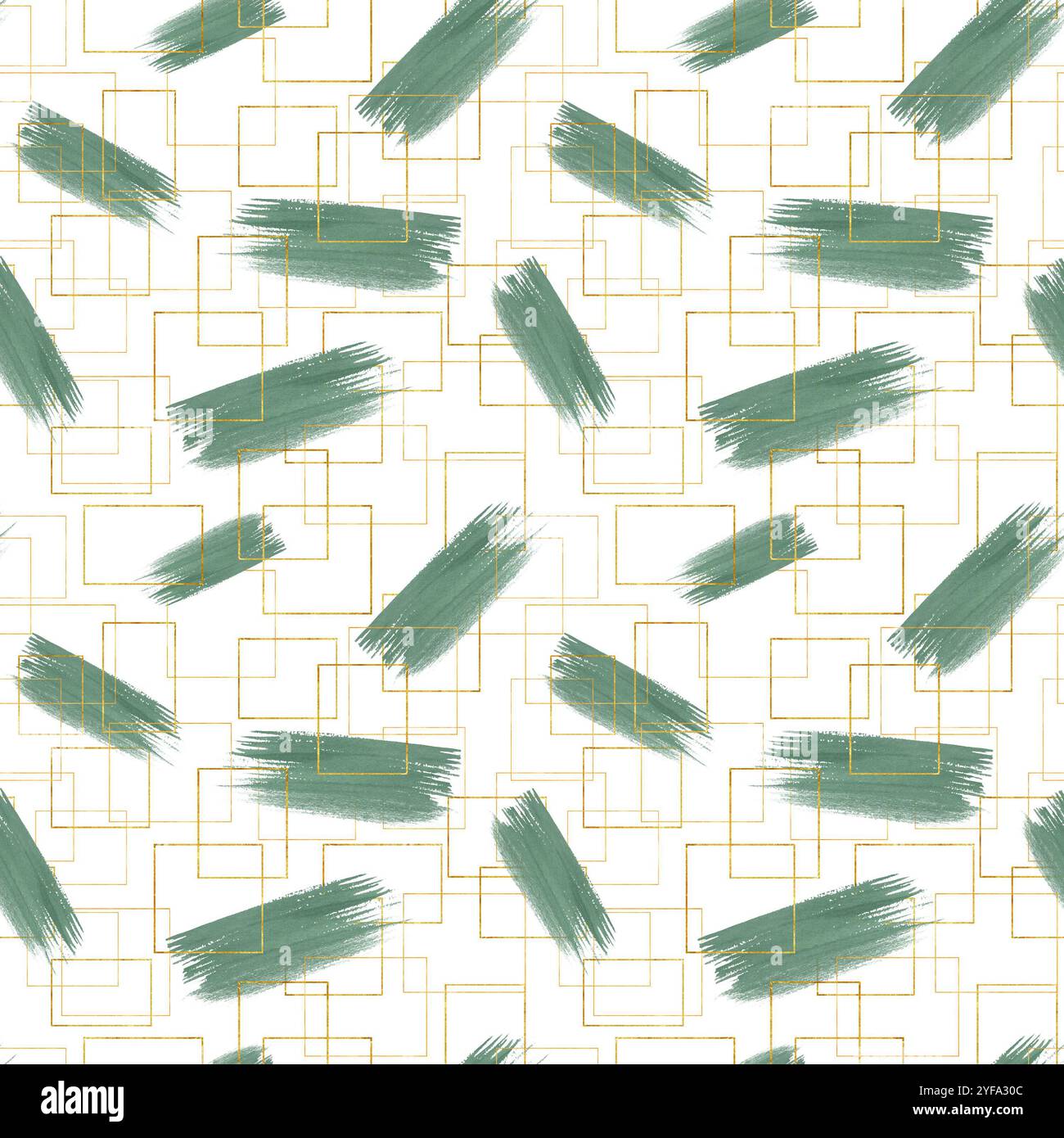 Dusty green watercolor brushstrokes on background of golden intertwined ...