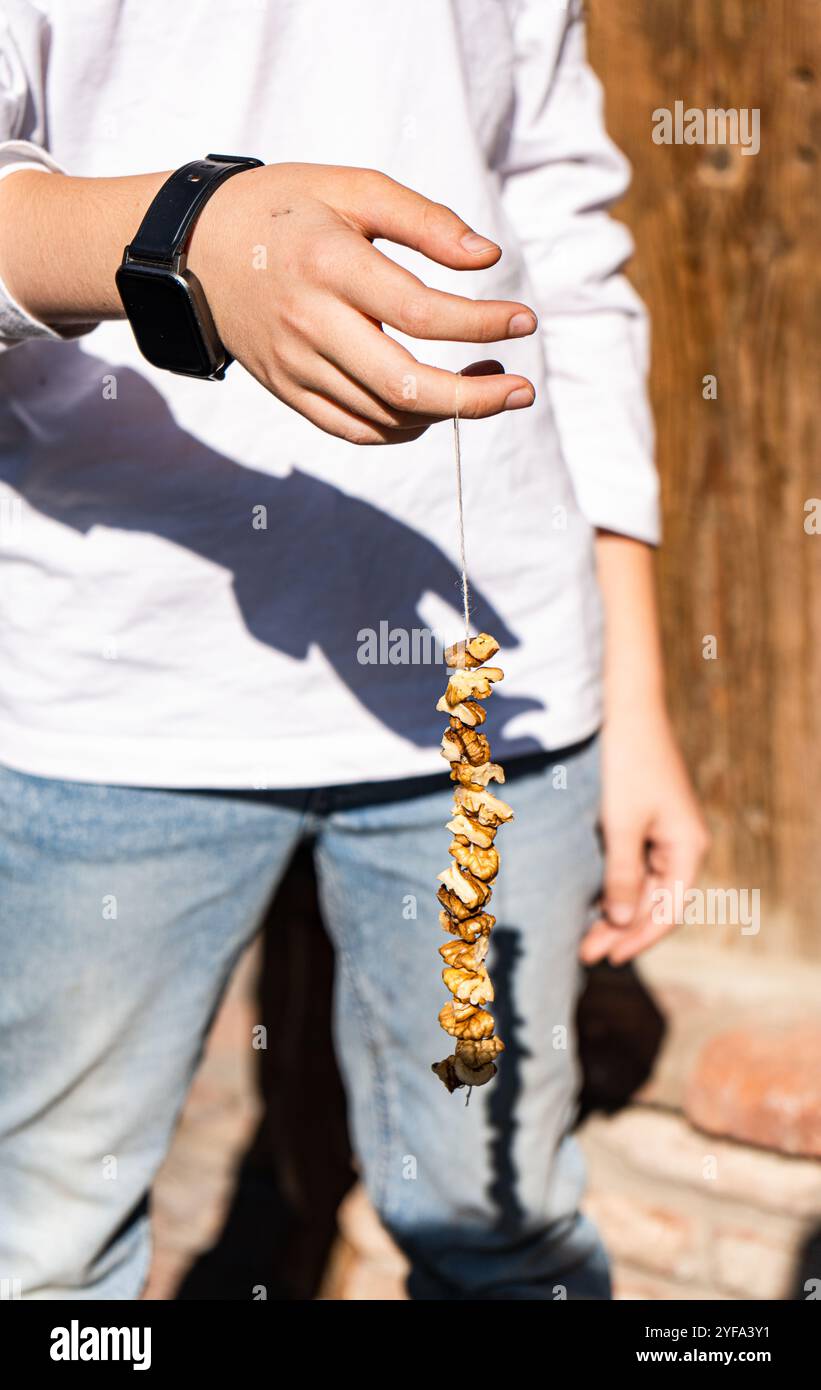 Traditional Georgian sweets churchkhela outdoor Stock Photo - Alamy