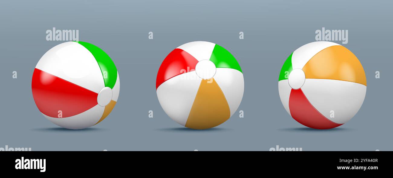 Beach ball. Summer inflatable pool elements. Swim party game toy. Kid ...