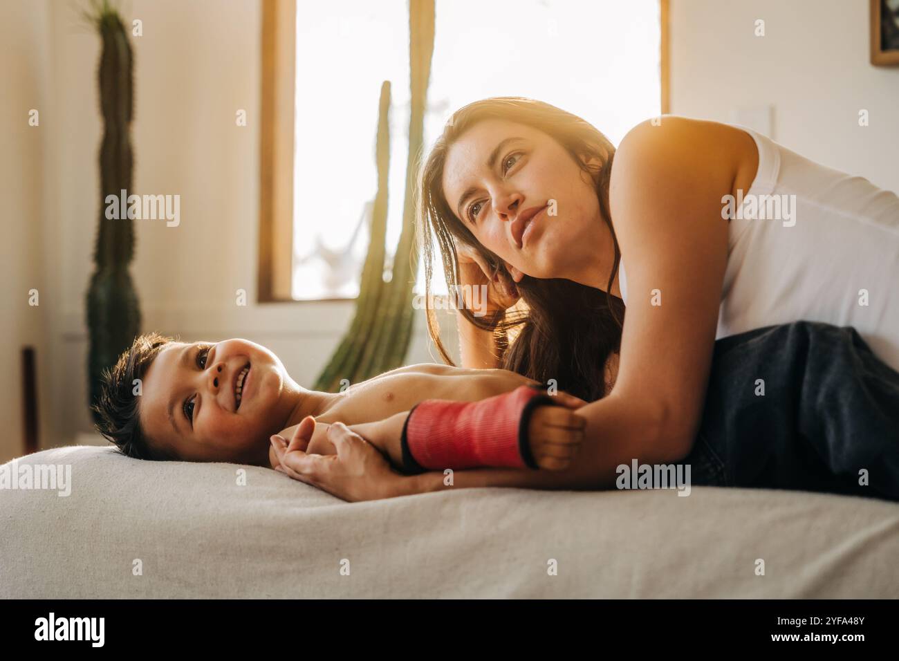 Mother son relax together hi-res stock photography and images - Alamy