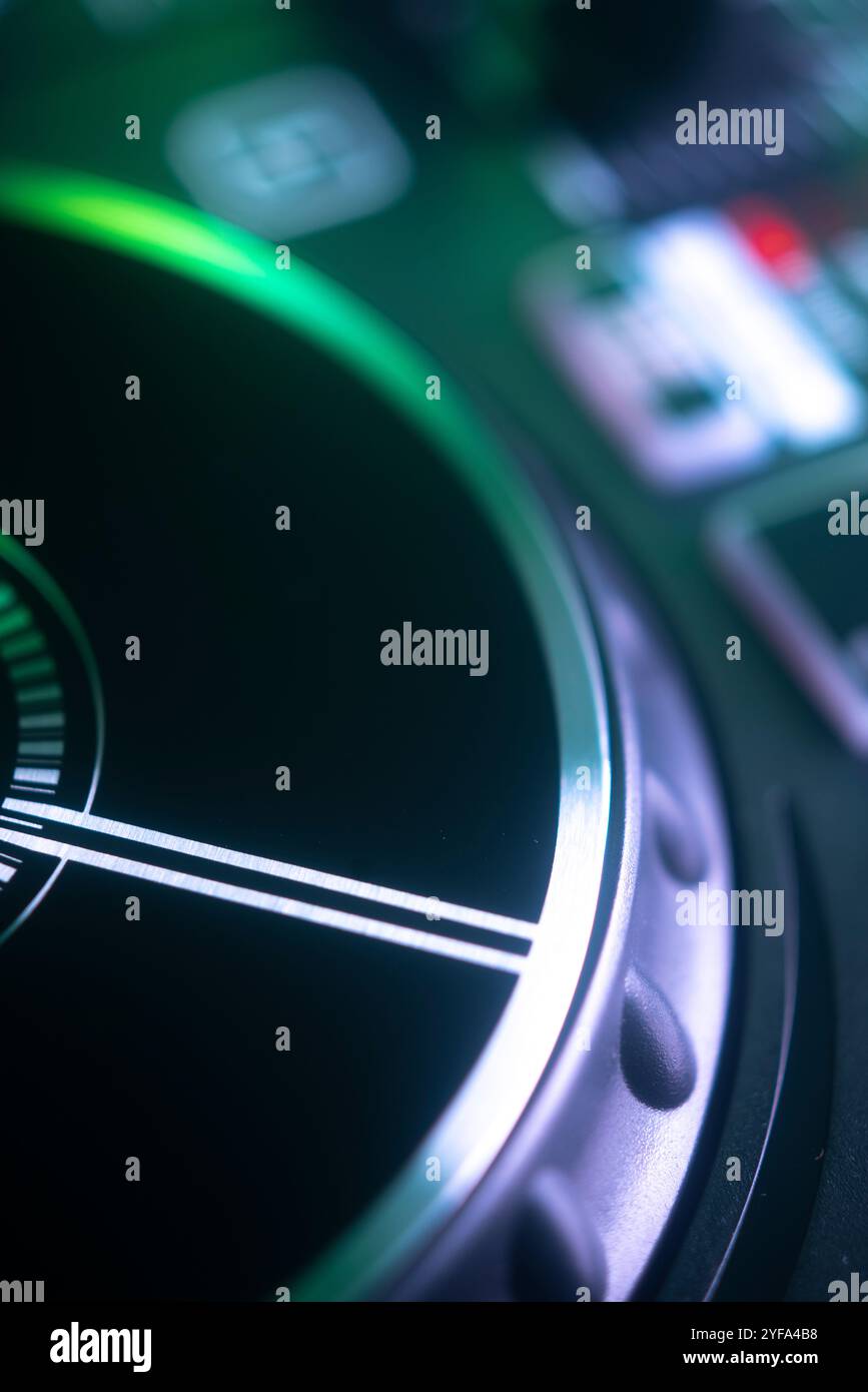 Dj turntables in nightclub electronic music house disco party lights ...