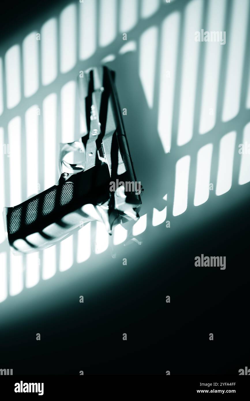 Automatic 9mm pistol gun crime thriller book cover design photo Stock ...