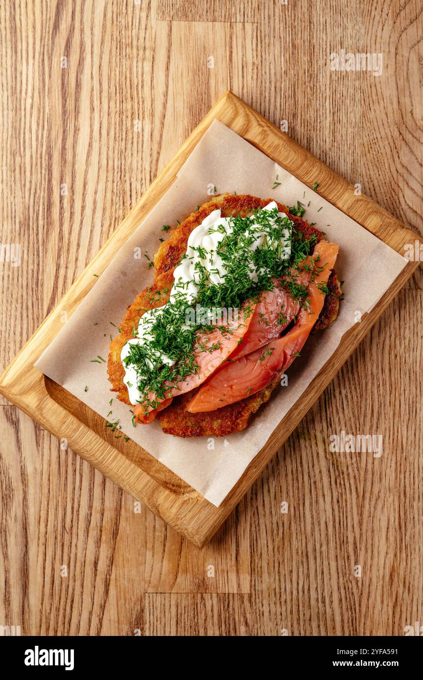 Potato pancakes red fish hi-res stock photography and images - Alamy