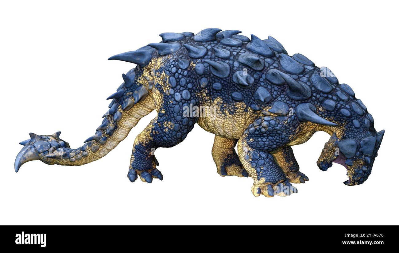 3D rendering of a dinosaur Ankylosaurus isolated on white background ...