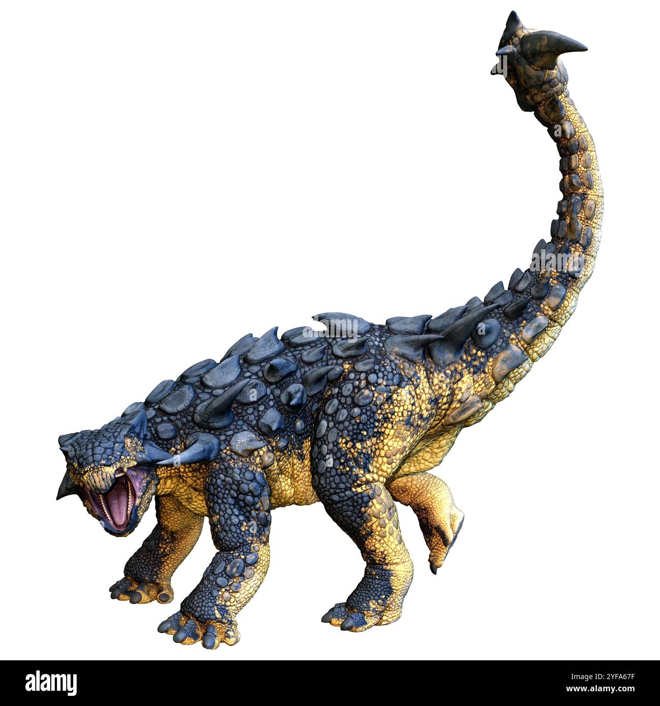 3D rendering of a dinosaur Ankylosaurus isolated on white background ...