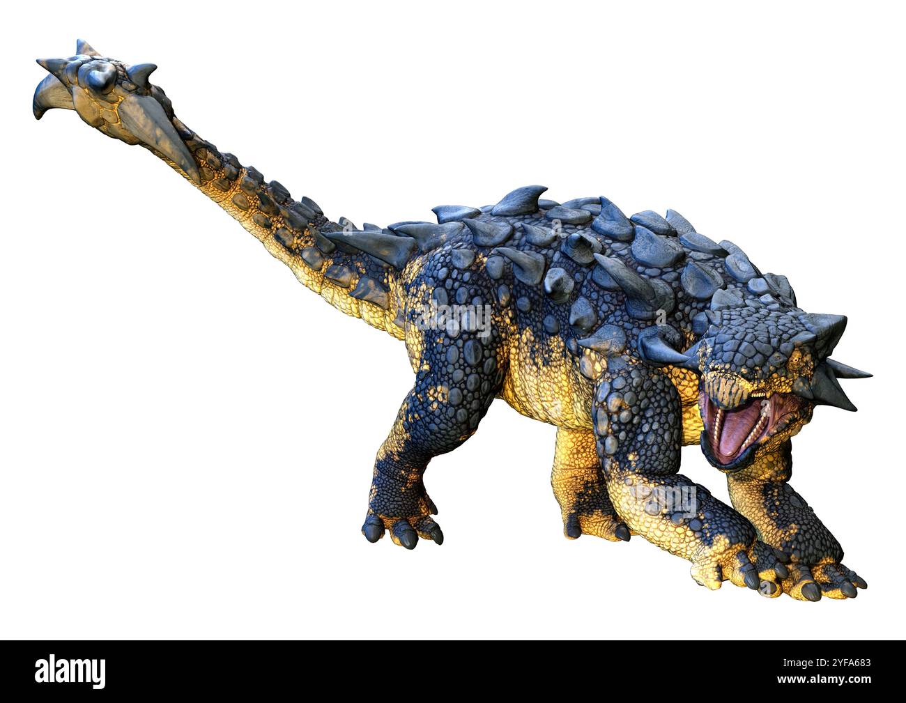 3D rendering of a dinosaur Ankylosaurus isolated on white background ...