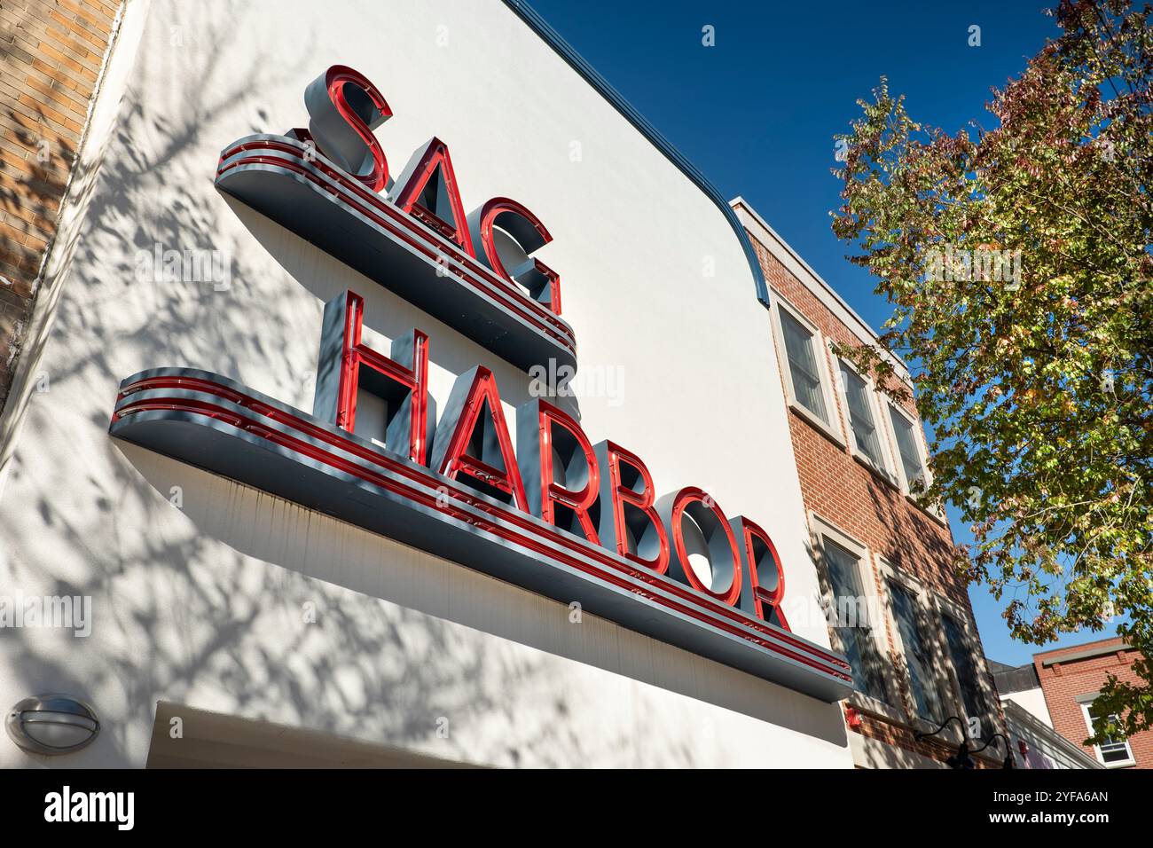 Sag Harbour, New York - October 27, 2022: Main Street movie theatre in ...