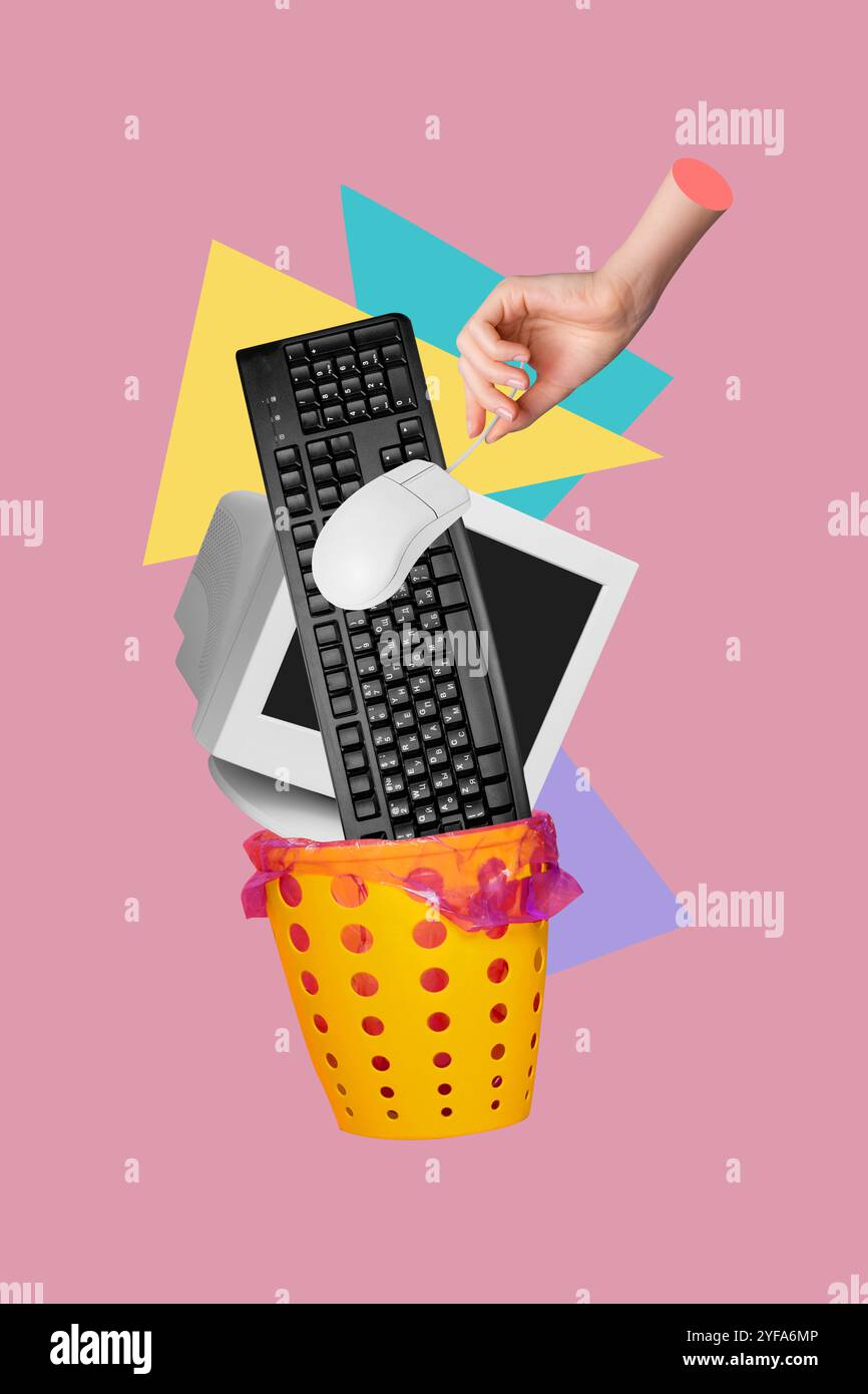 Vertical poster collage computer equipment digital devices mouse ...