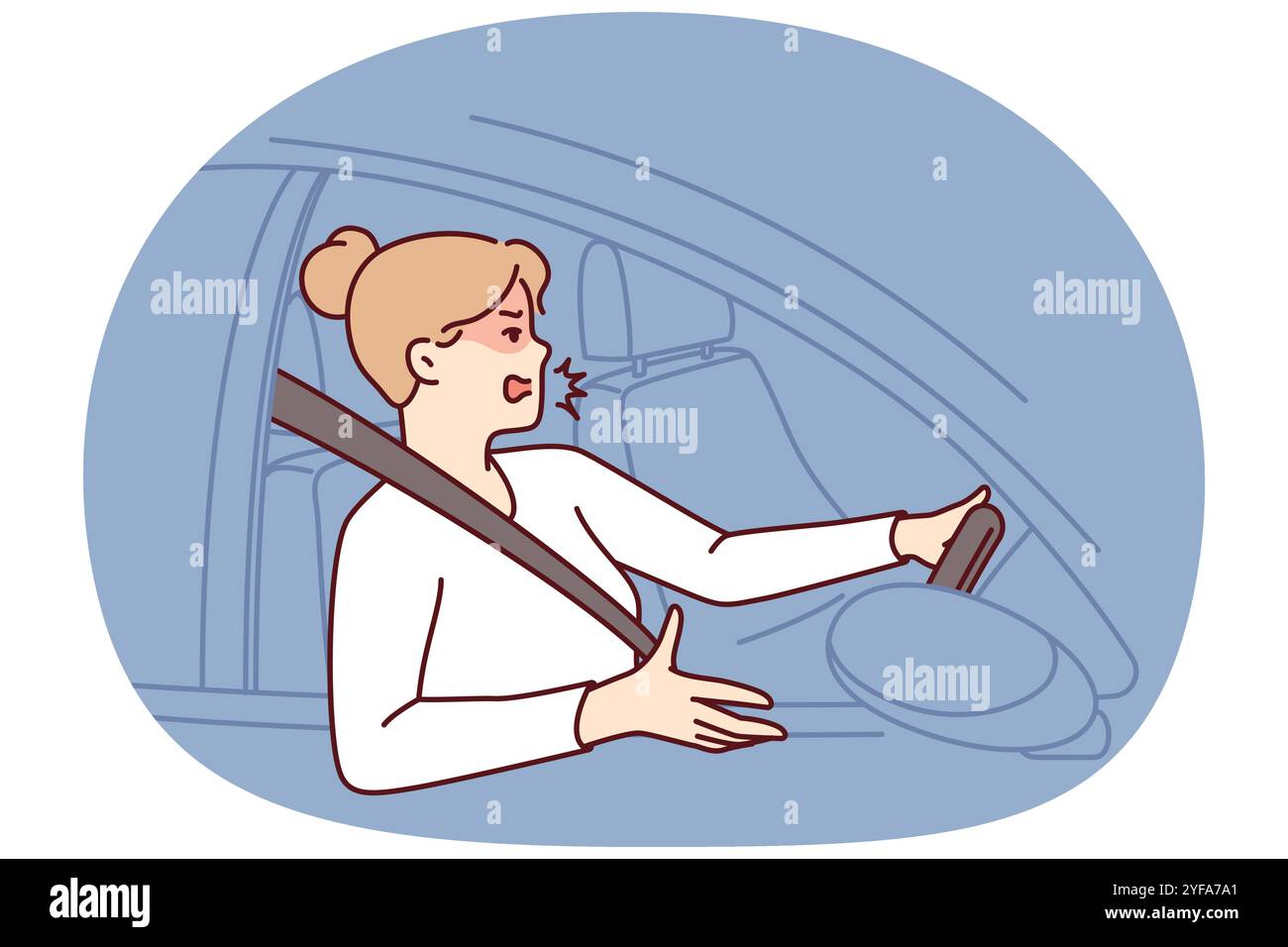 Woman driver got into traffic jam on road and swears feeling furious ...