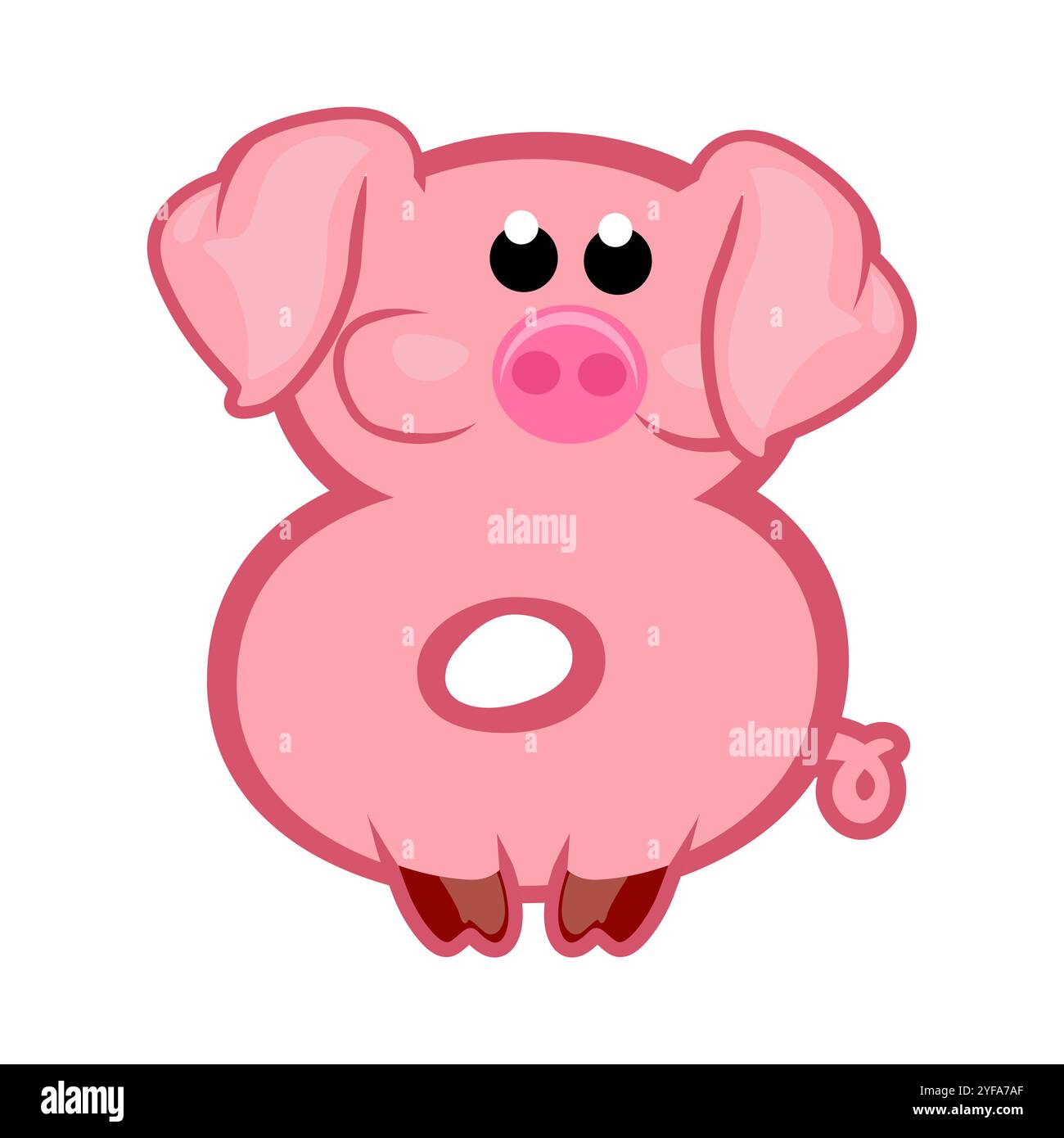 Cartoon number 8 like pink pig, figure Eight. Cartoon of number with a ...