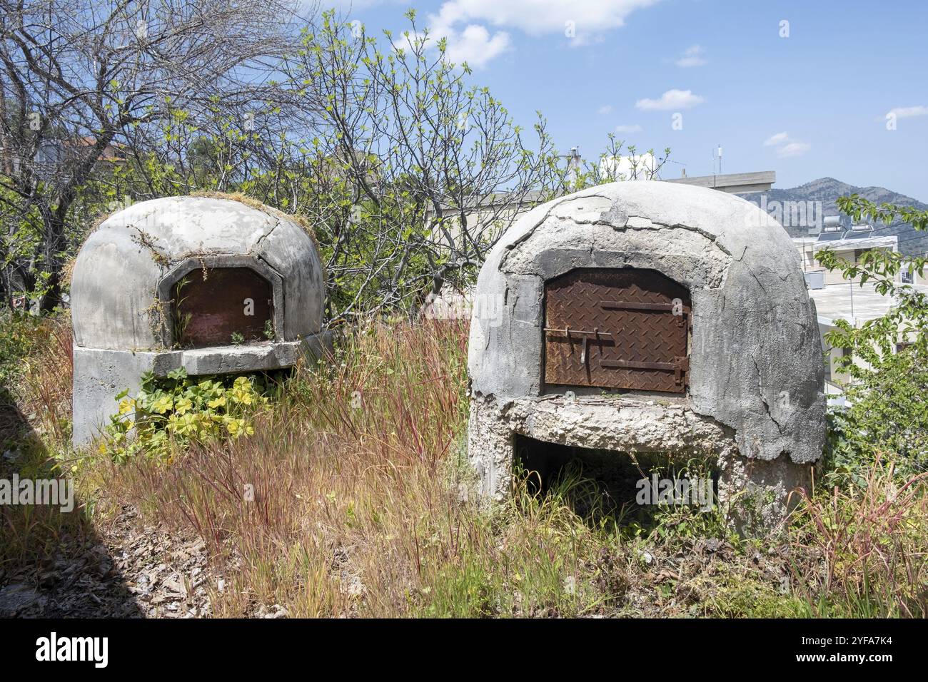 Traditional Greek Cypriot wood fired brick clay oven outdoor. Clay oven ...
