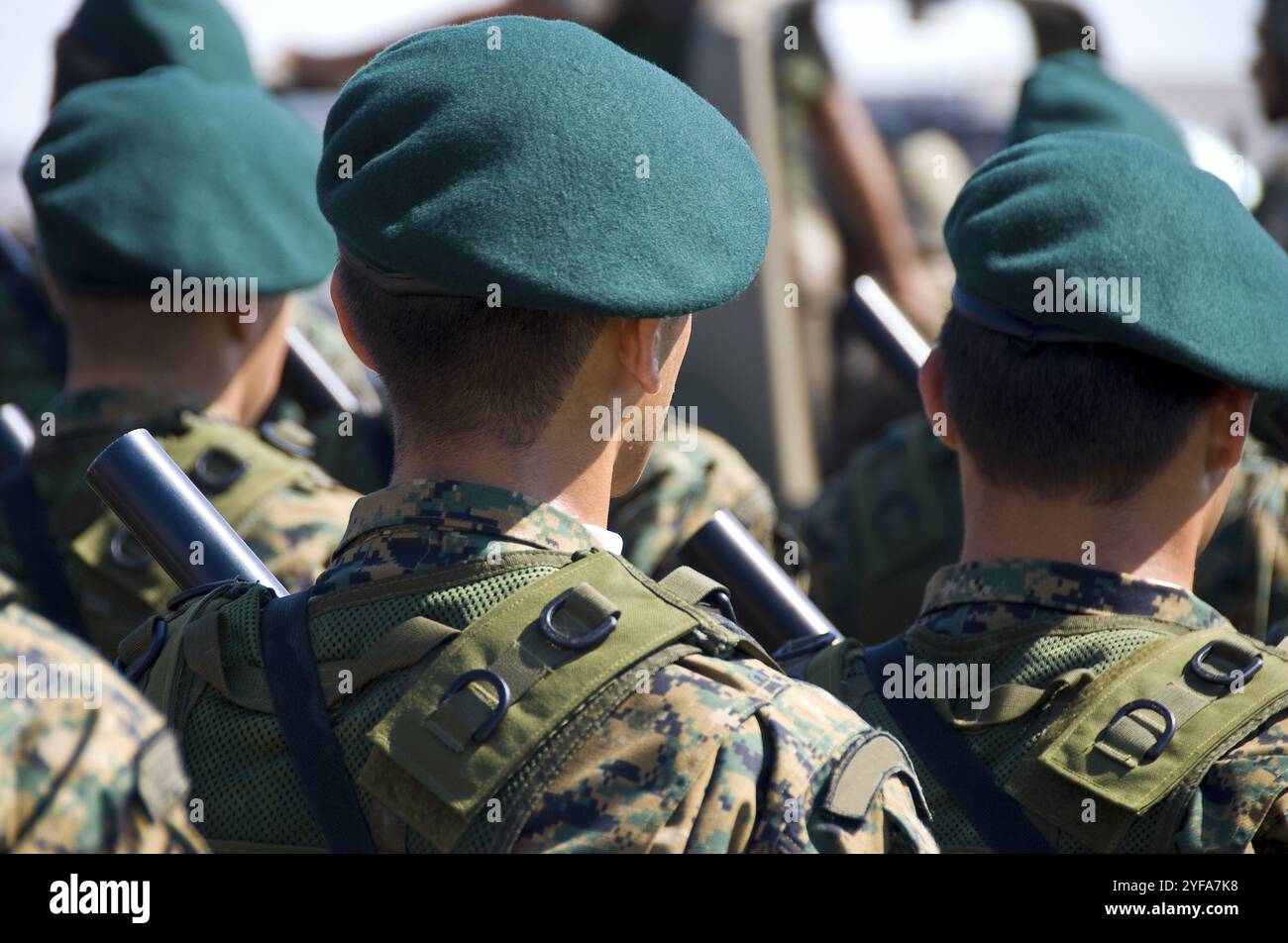 Military soldiers parading in uniform and armed with guns Stock Photo ...