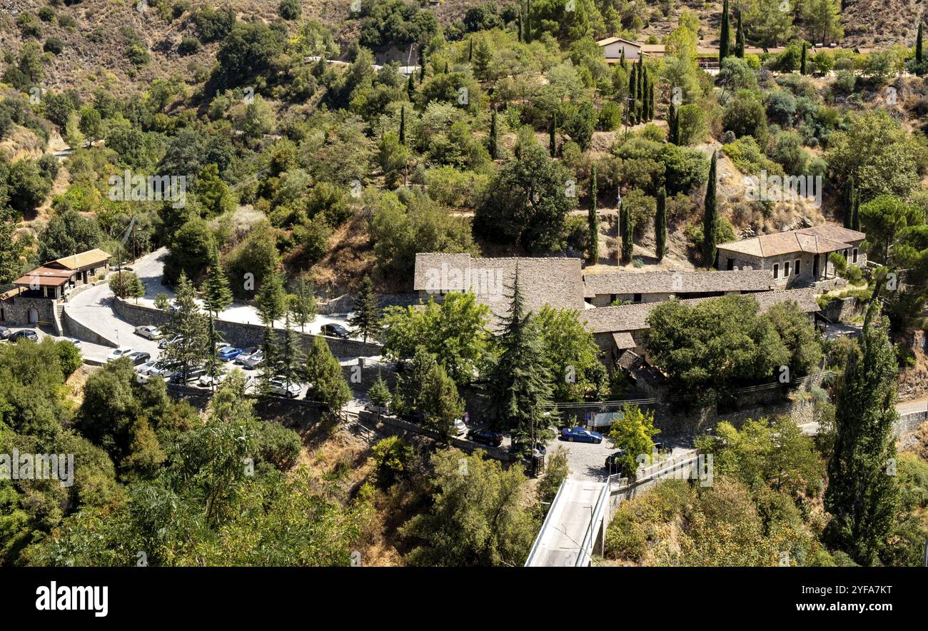 Christian monastery in the forest. Greek orthodox temple. Agios Ioannis ...