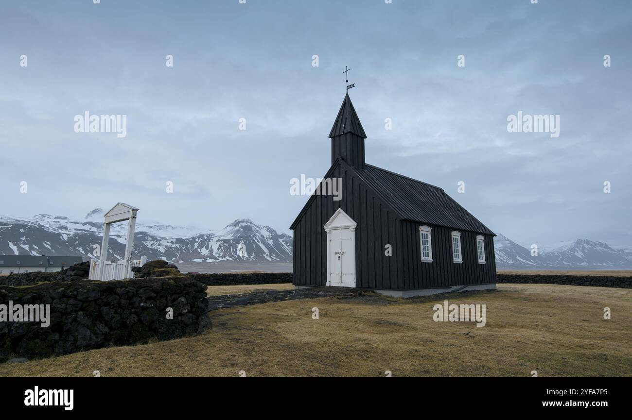 Famous black church of Budir at Snaefellsnes peninsula region in ...