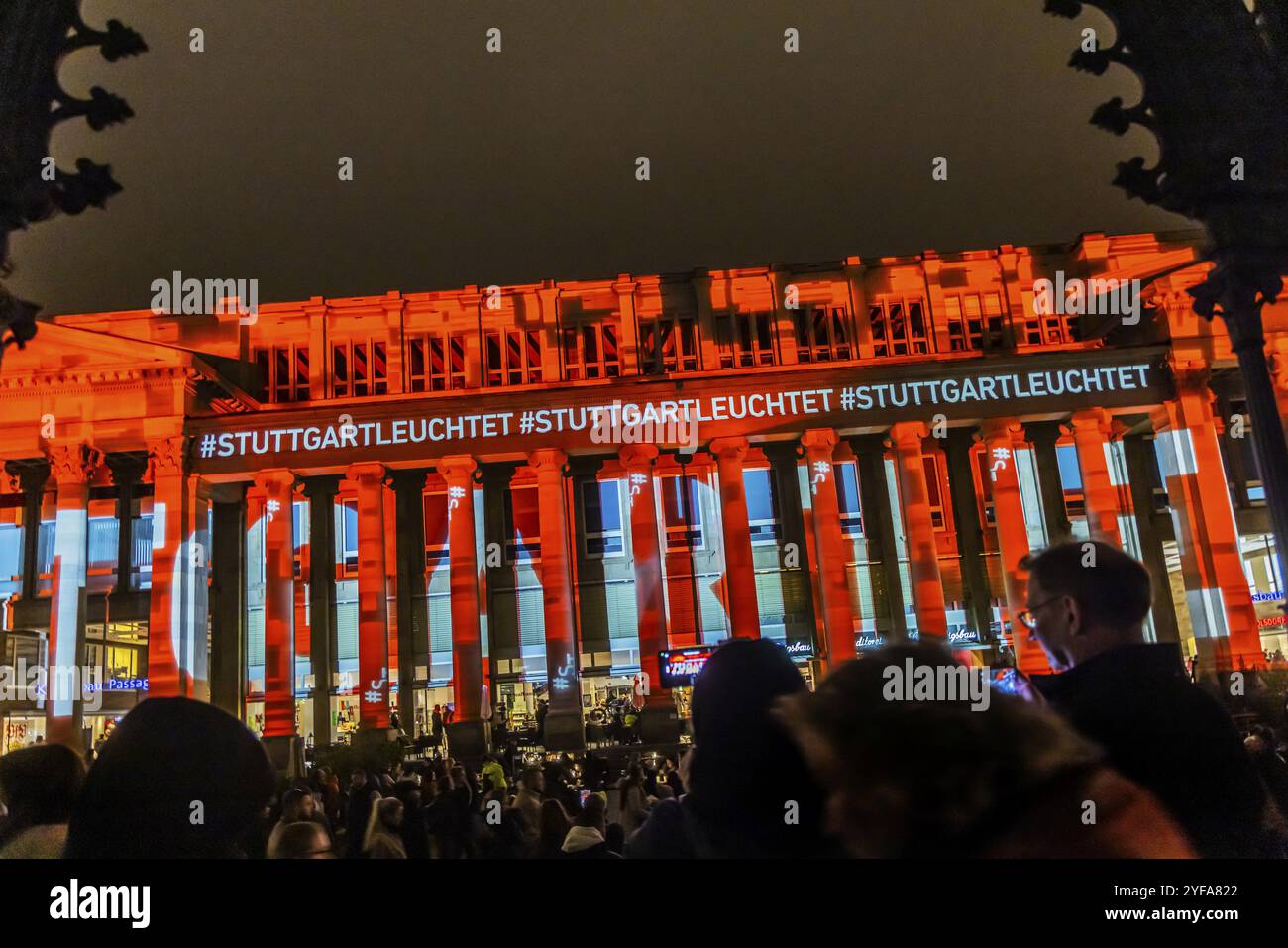 Stuttgart lights up. Long shopping night in the city centre with a ...
