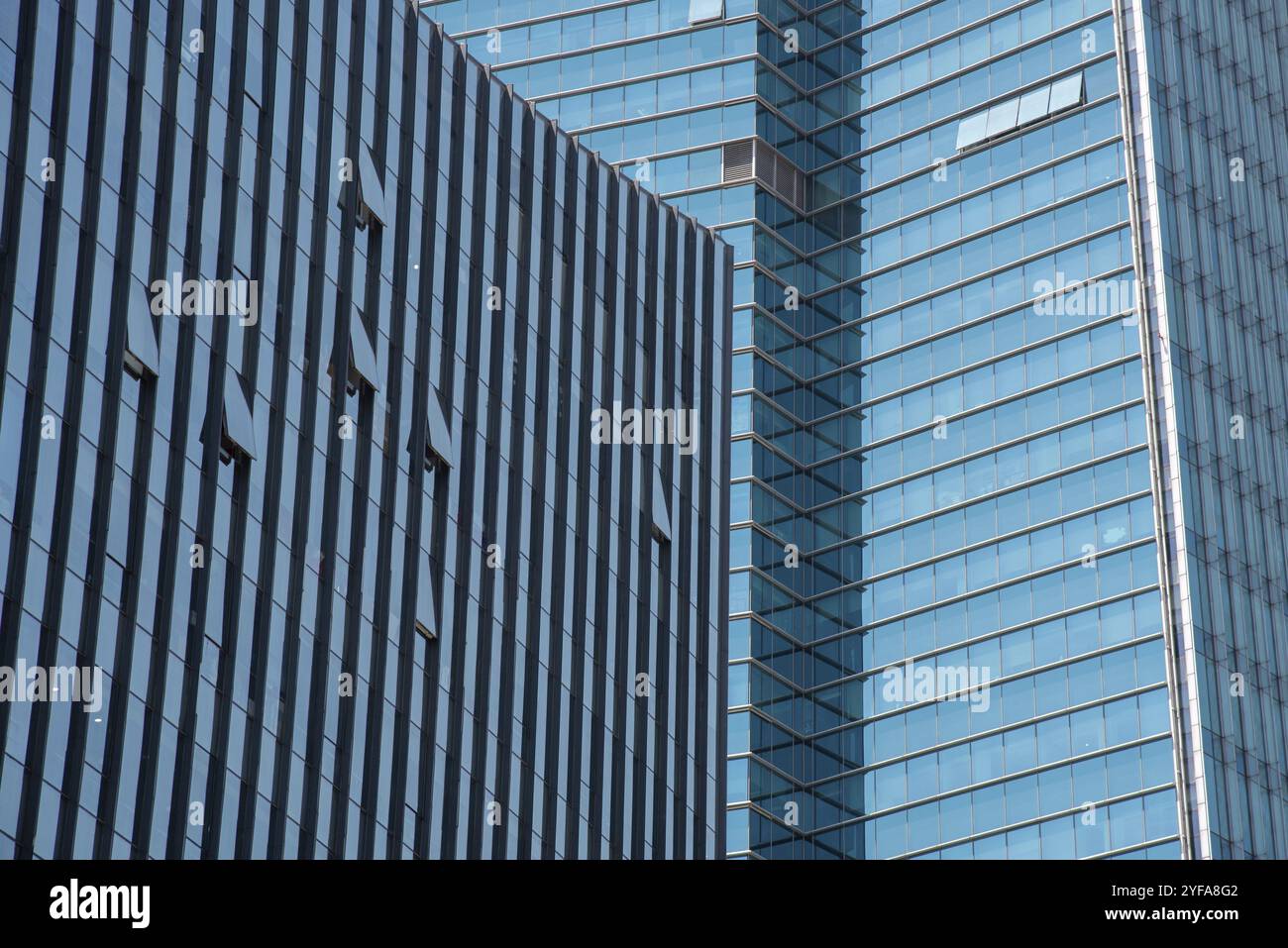 Modern glass skyscraper office building with open windows Stock Photo ...