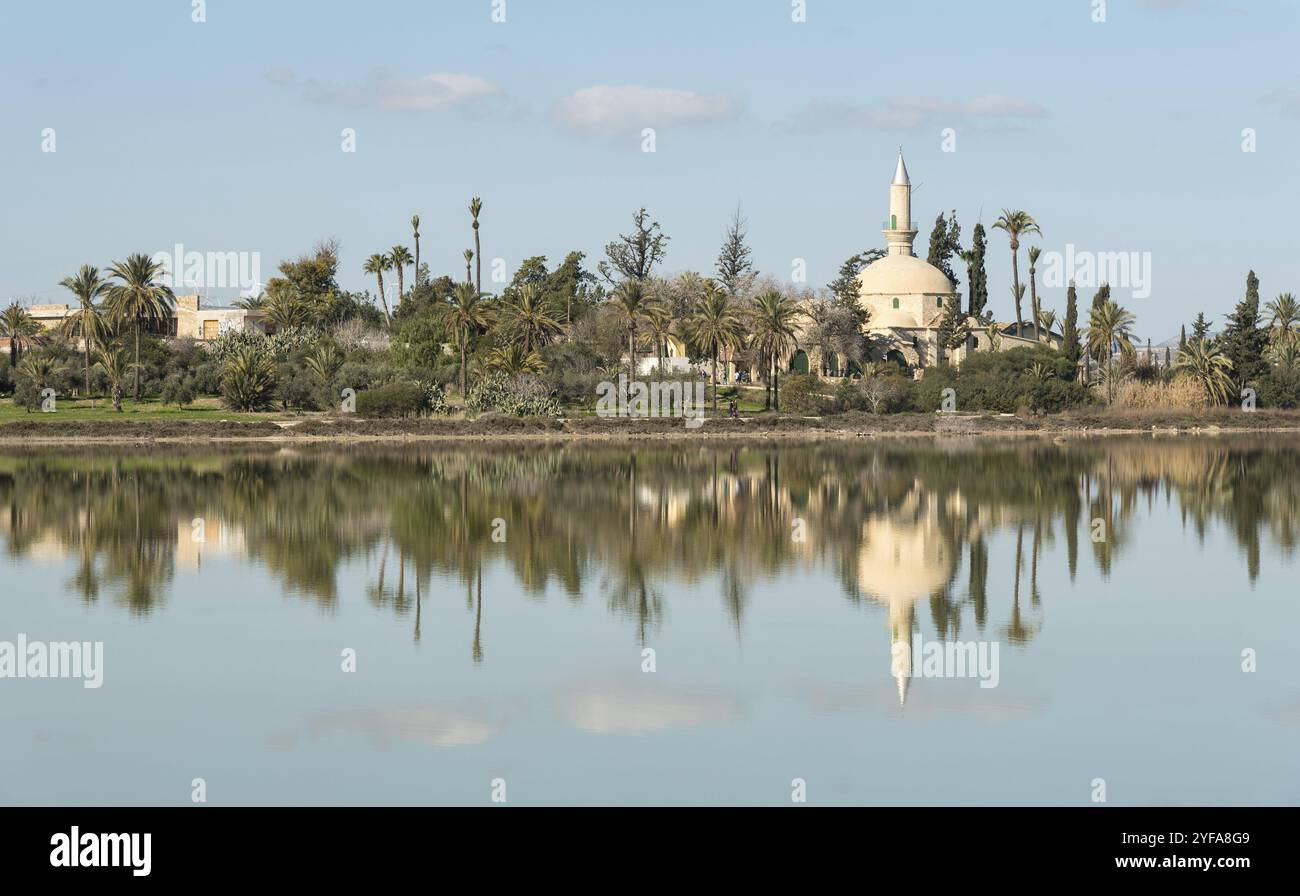 Famous Hala sultan Tekke Muslim shrine mosque located near the salt ...