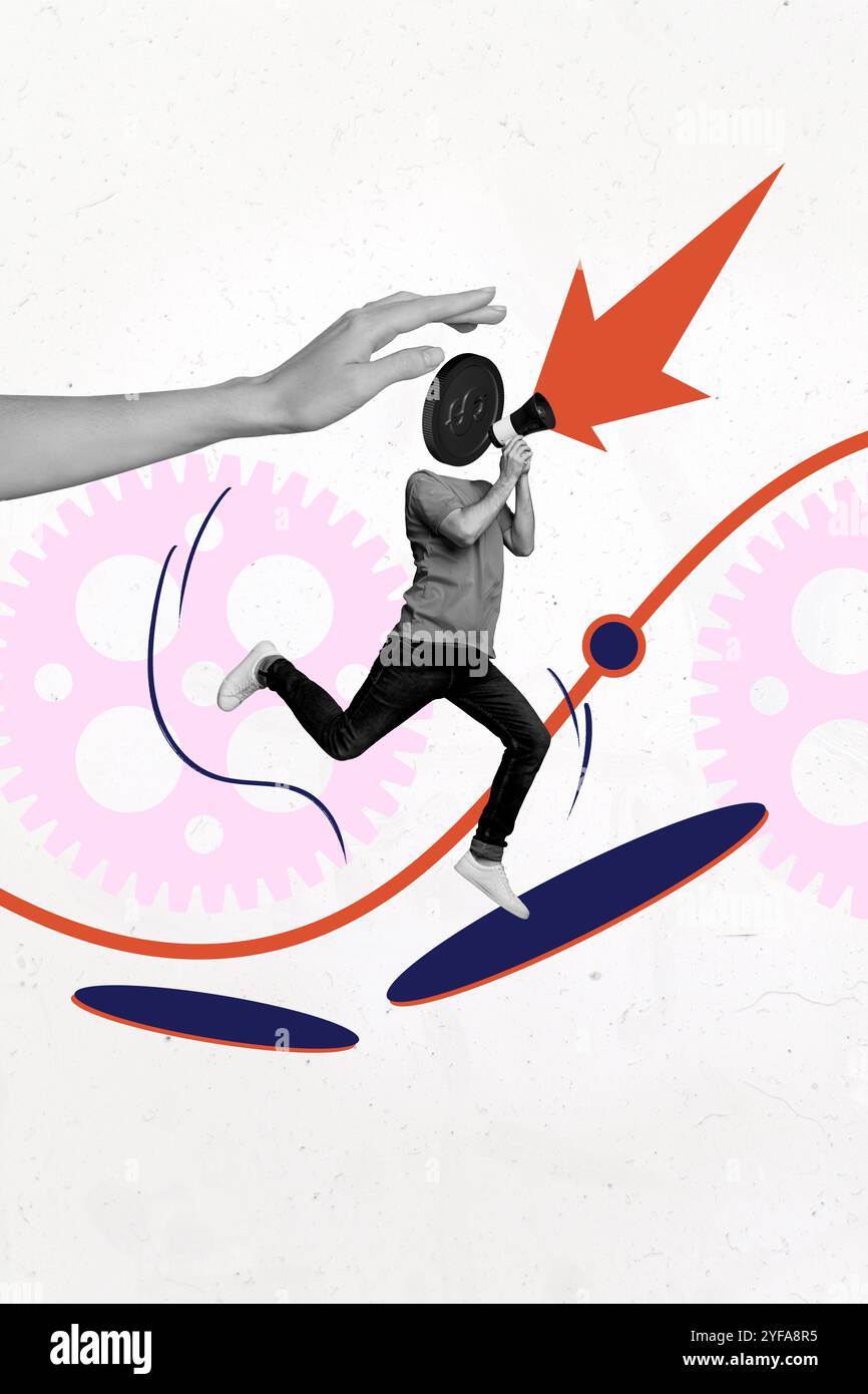 Composite trend artwork 3D sketch image photo collage of young man ...