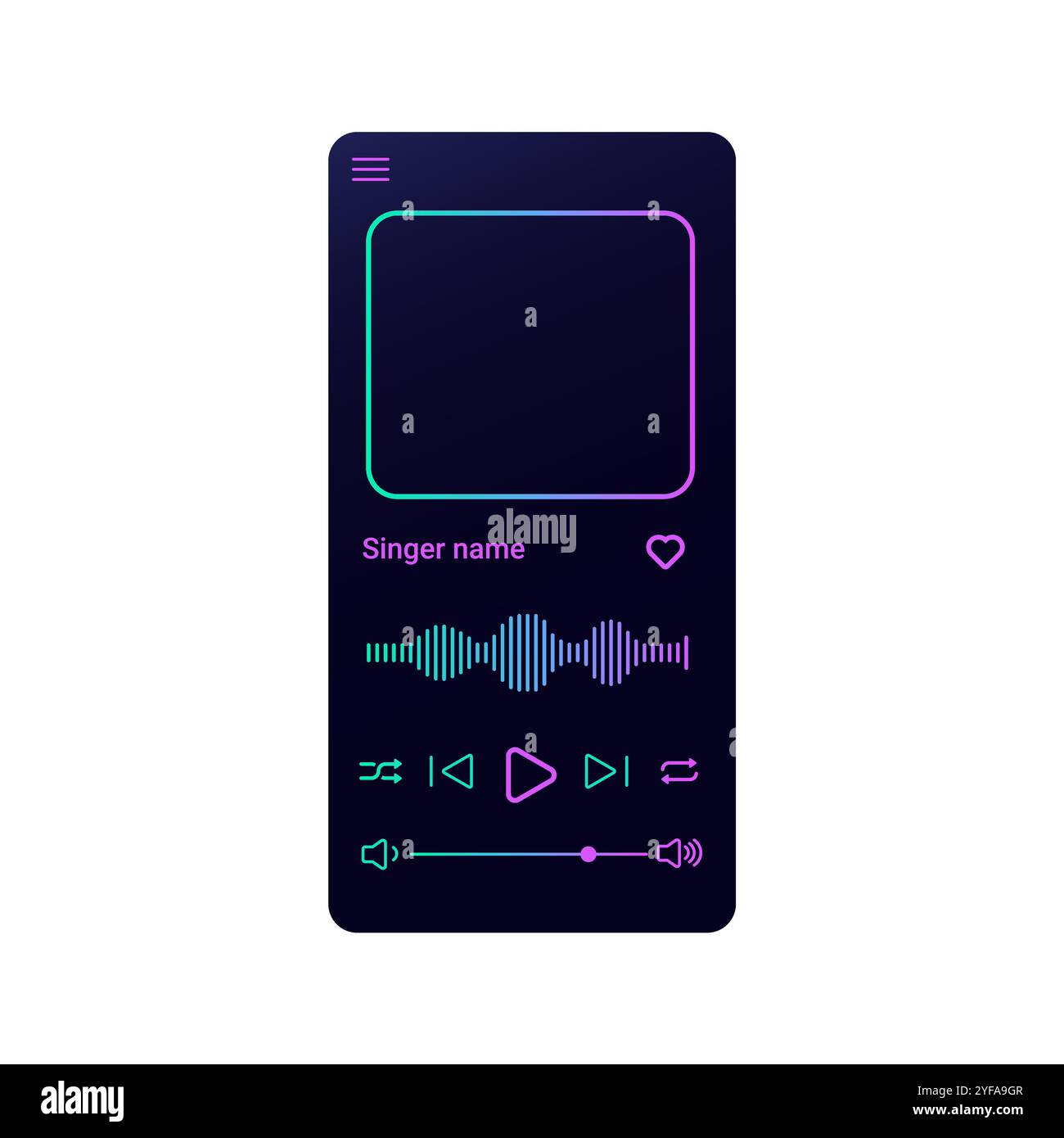 Modern music app UI with colorful track and playlist controls Stock ...