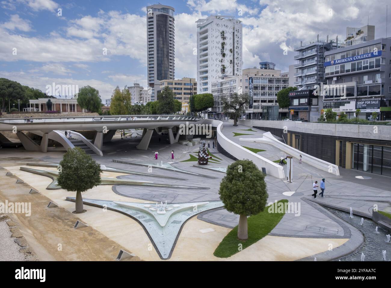 Nicosia Cyprus, May 6 2024: The liberty square with the modern and ...