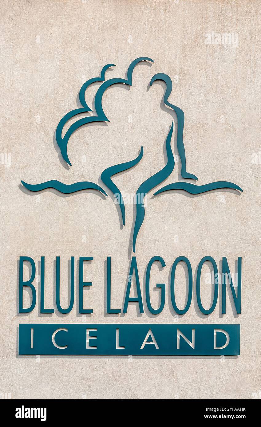Sign at the entrance of the Blue Lagoon hot spa in Iceland Stock Photo ...