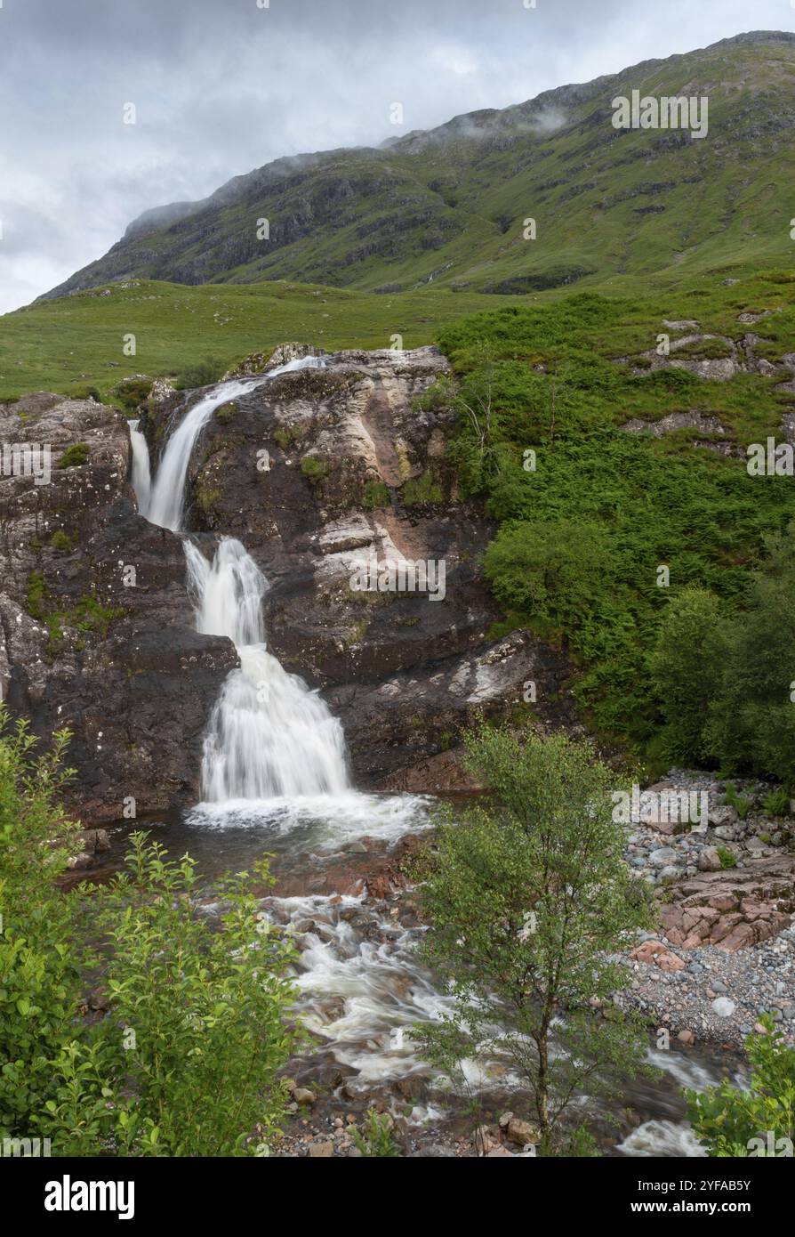 Water flowing in the beautiful waterfalls of the Meeting of the Three ...