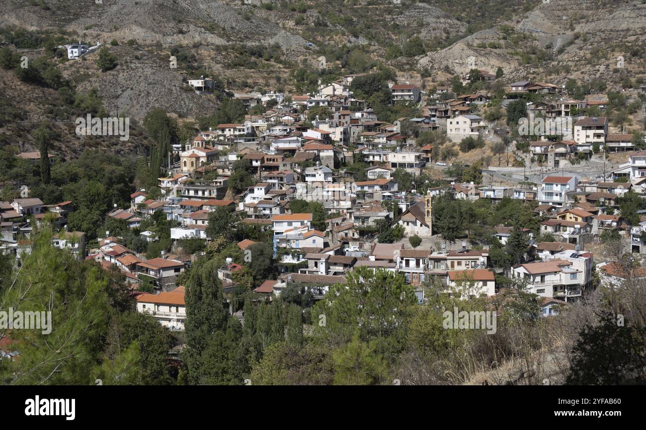 Mountain village of Palaichori at Troodos mountains in Cyprus. Pitsilia ...