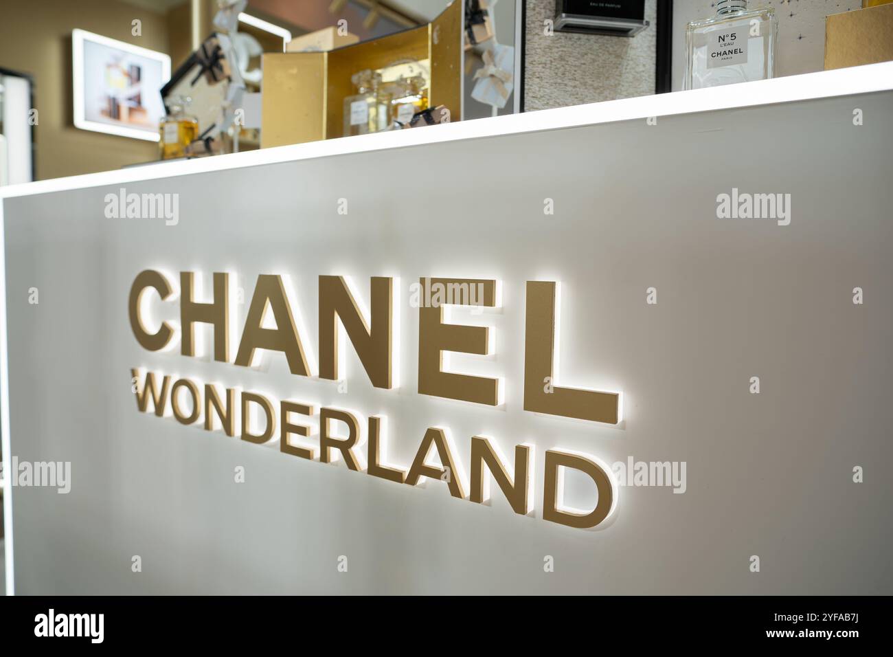 BANGKOK, THAILAND - DECEMBER 09, 2023: Chanel Wonderland sign as seen ...