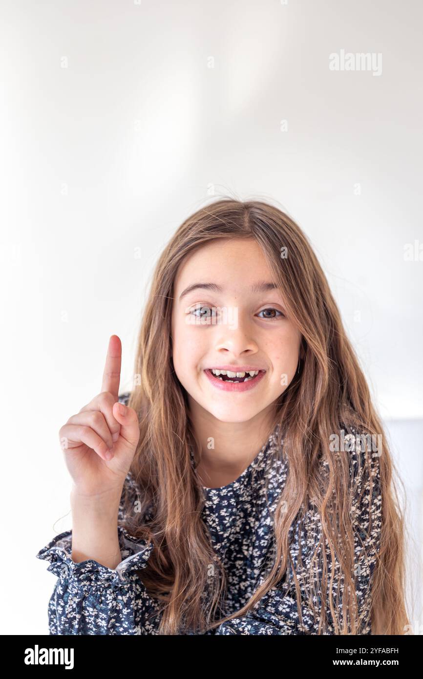 People emotions. Smiling happy good-looking girl giving advice Stock ...