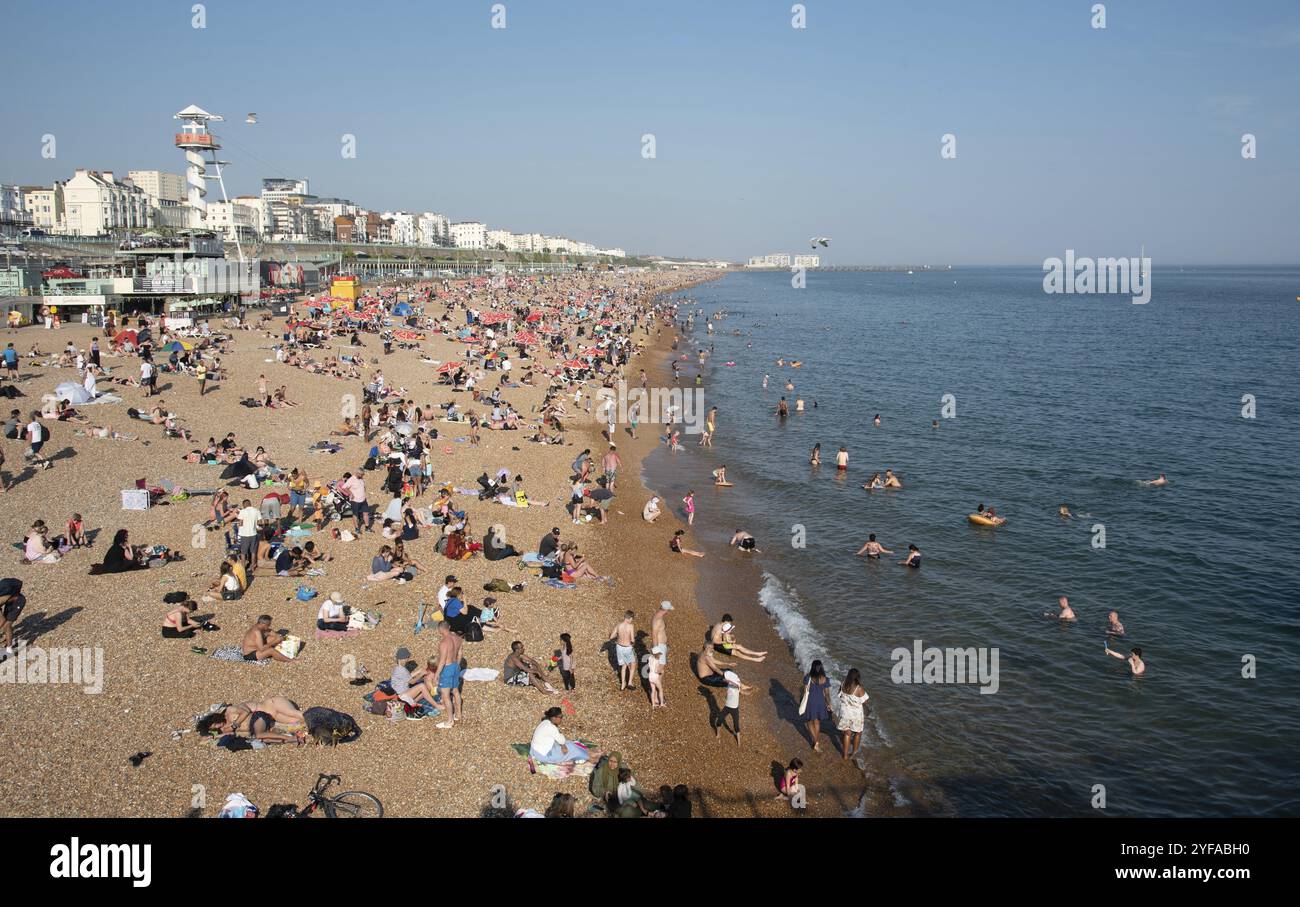 Brighton, United Kingdom, June 10 2023: Crowd of British people ...