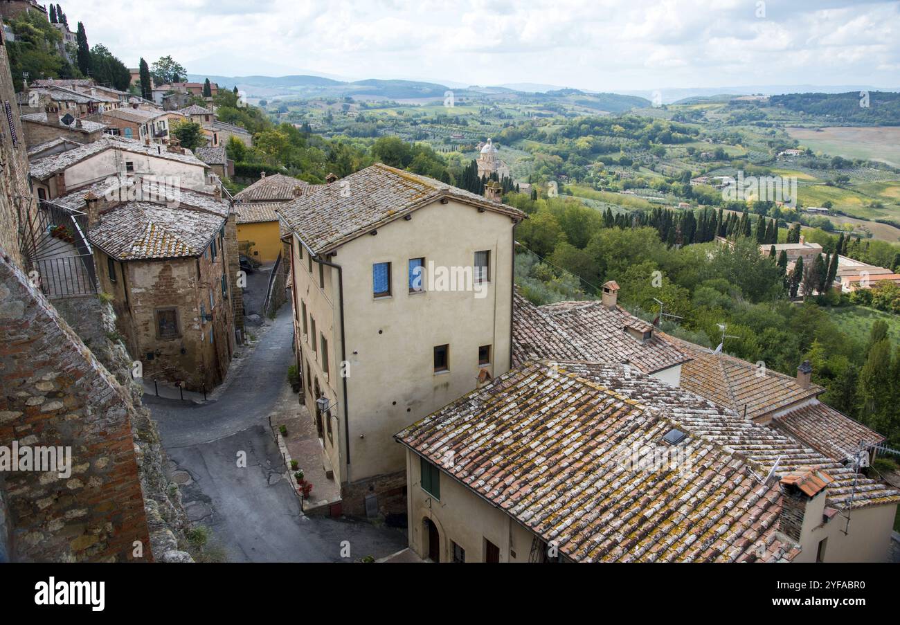 Landscape of Tuscany from the walls of Montepulciano hill town, Toscana ...