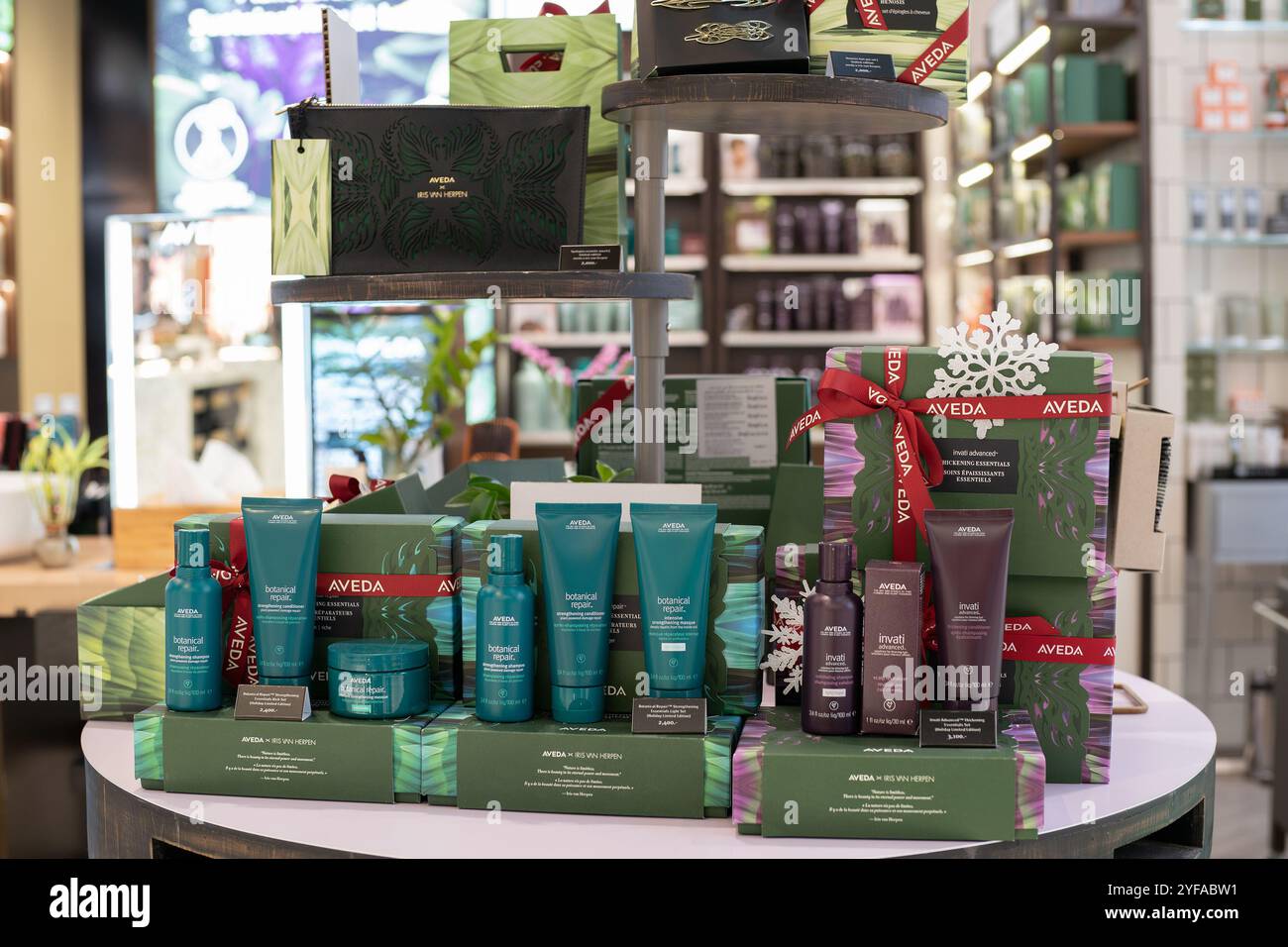 BANGKOK, THAILAND - DECEMBER 09, 2023: Aveda cosmetic products on ...