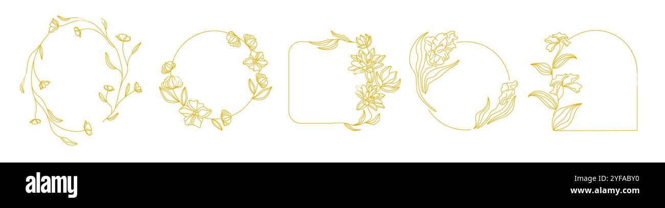 Gold frame flowers Stock Vector Images - Alamy