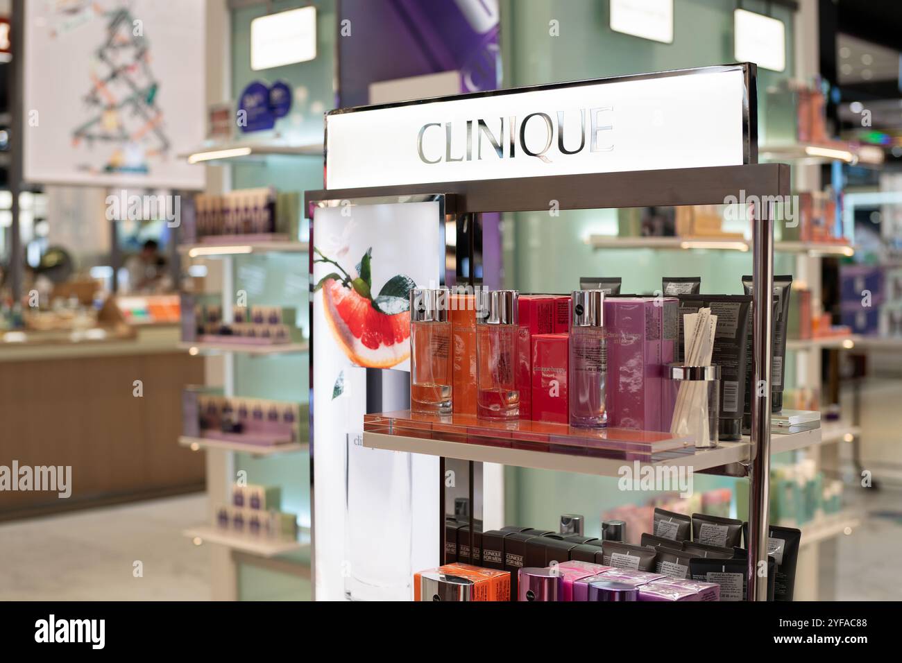 BANGKOK, THAILAND - DECEMBER 09, 2023: Clinique cosmetic products on ...