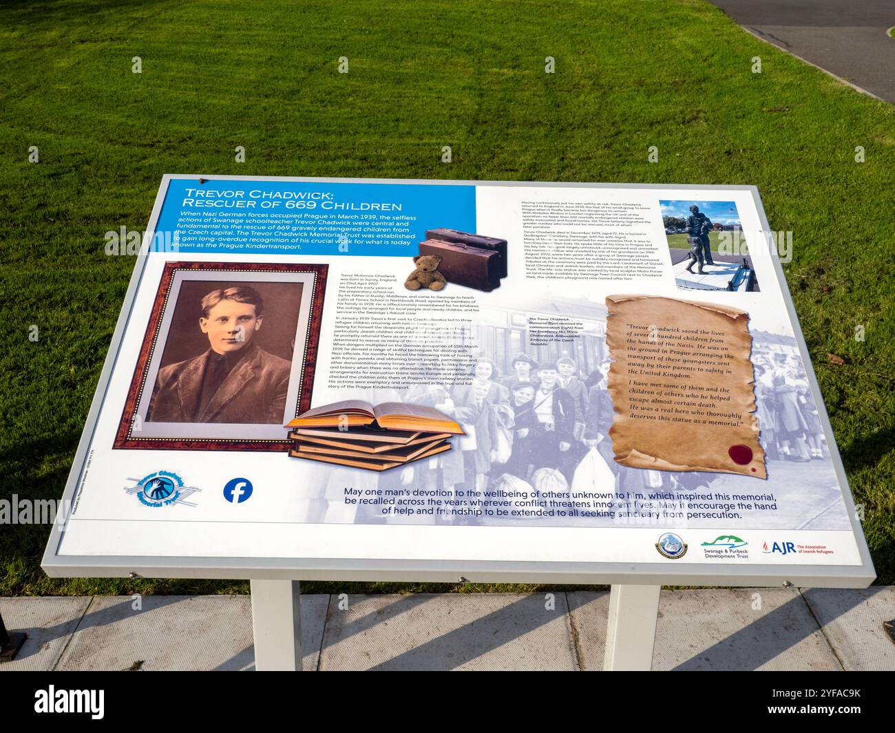 A sign about Trevor Chadwick whio saved hundreds of Jewish children in ...