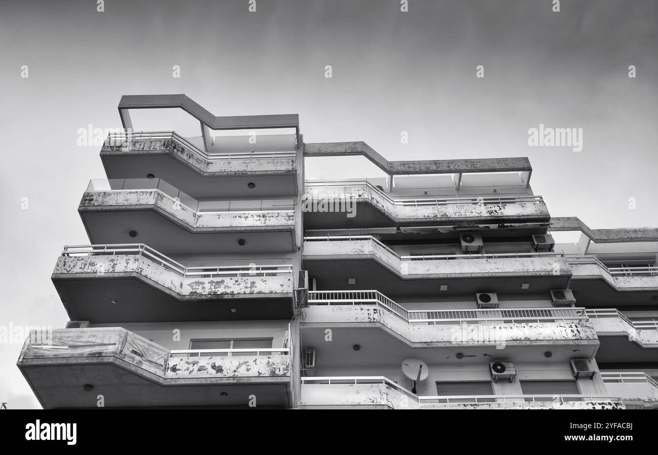 Architectural details of a bad conditioned apartment building Stock ...