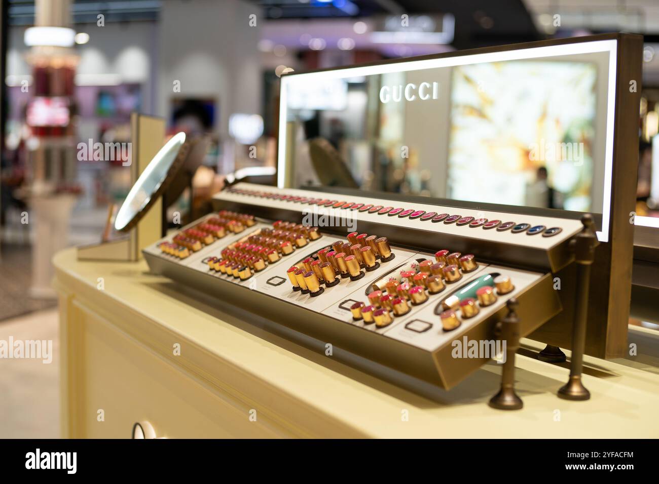 BANGKOK, THAILAND - DECEMBER 09, 2023: Gucci make-up products on ...