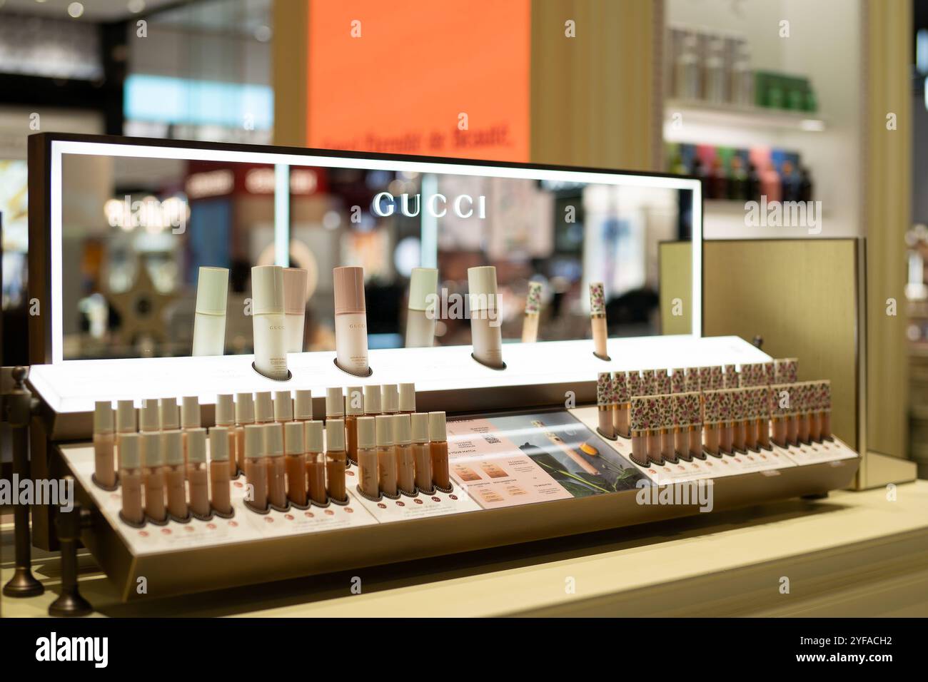 BANGKOK, THAILAND - DECEMBER 09, 2023: Gucci make-up products on ...