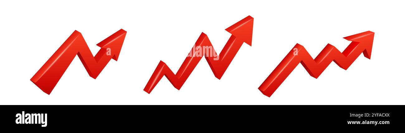 Red progress info graphic icon. Statistic growing sing Stock Vector ...