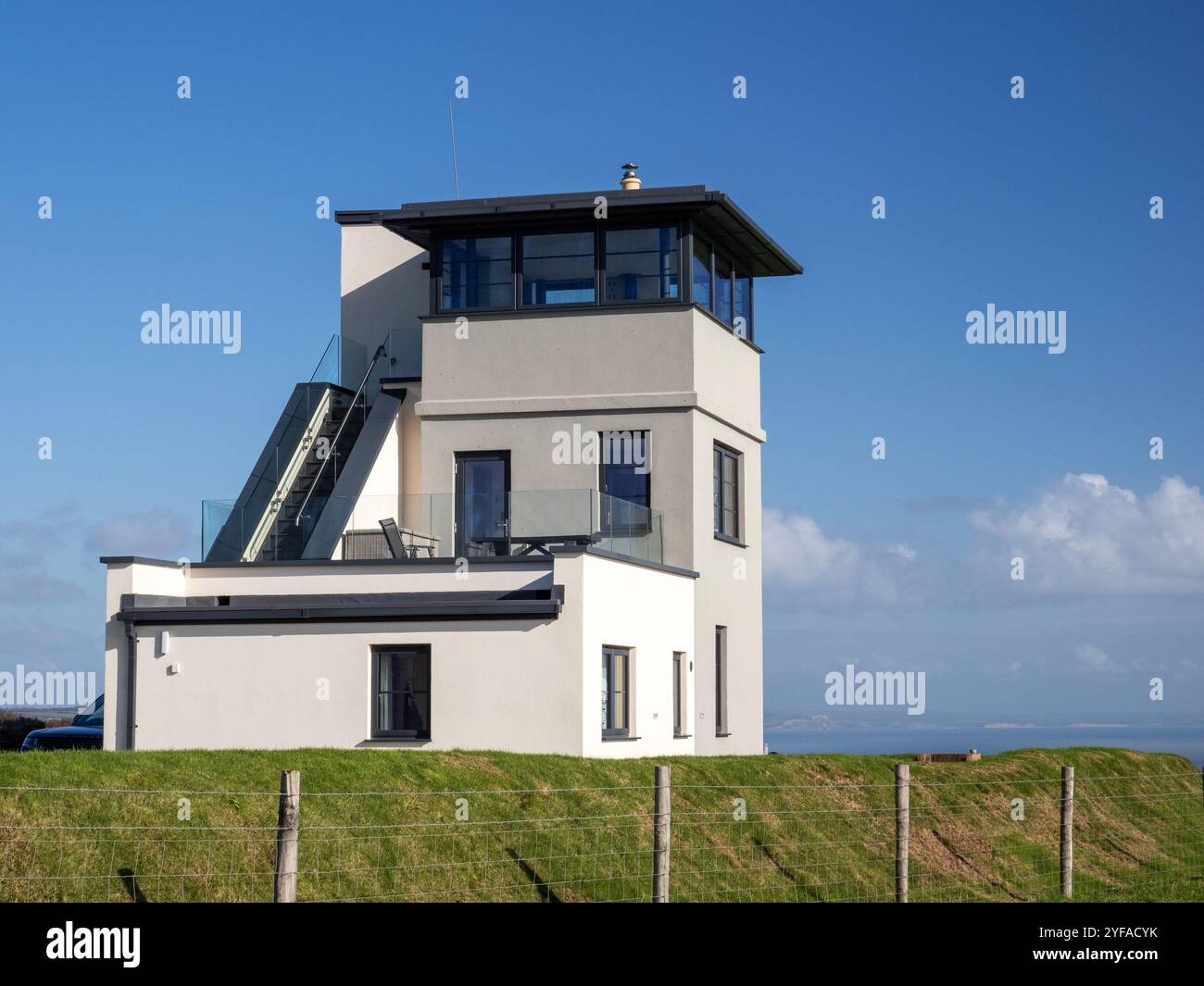 An old lookout tower converted into a holiday let on Beer Head, Beer ...