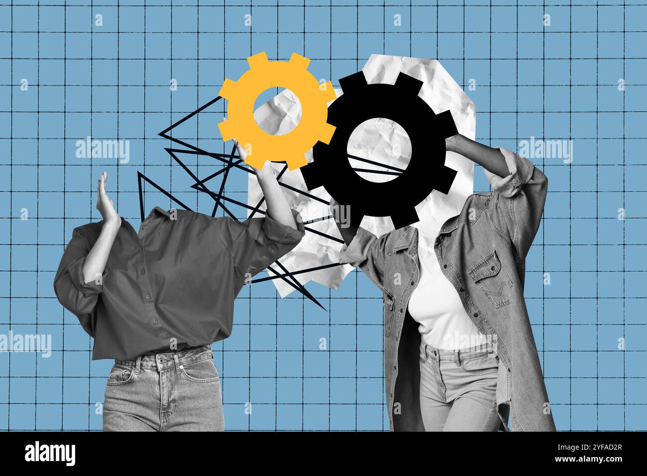 Composite trend artwork sketch image photo collage of headless young ...