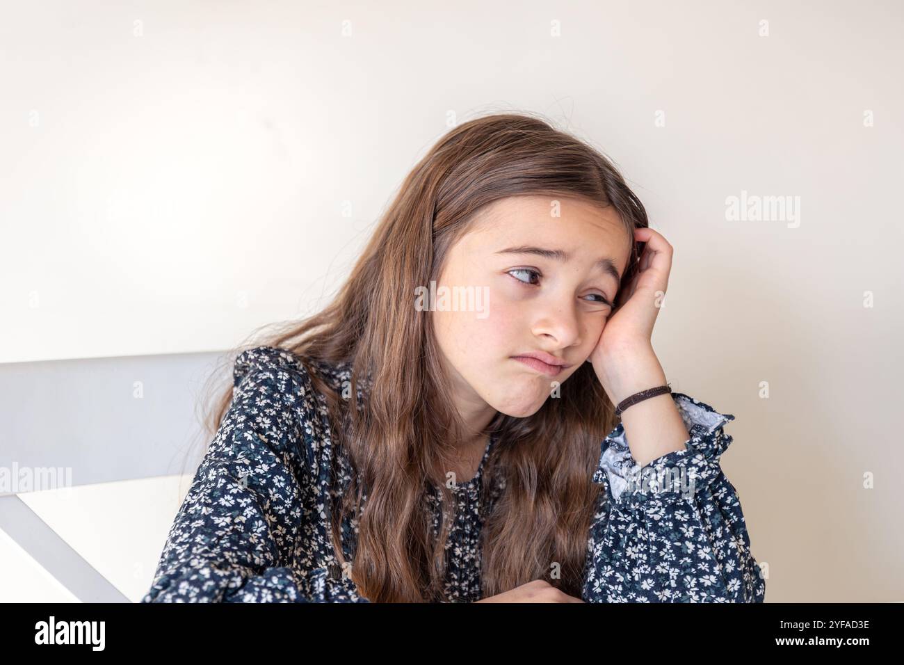 Sad girl. The girl has a sad emotion. Thoughtful girl Stock Photo - Alamy