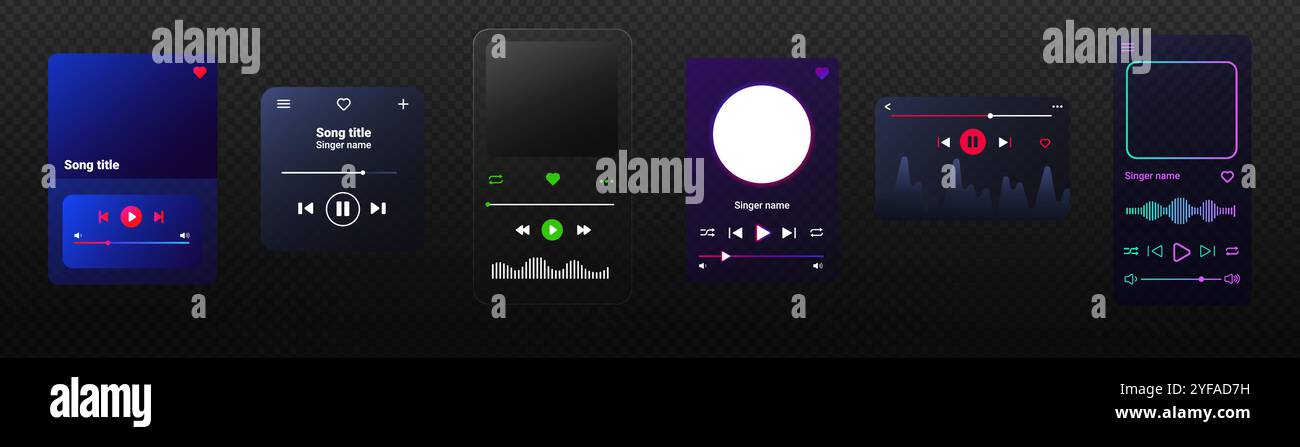 Colorful music player app interface with modern playback controls Stock ...